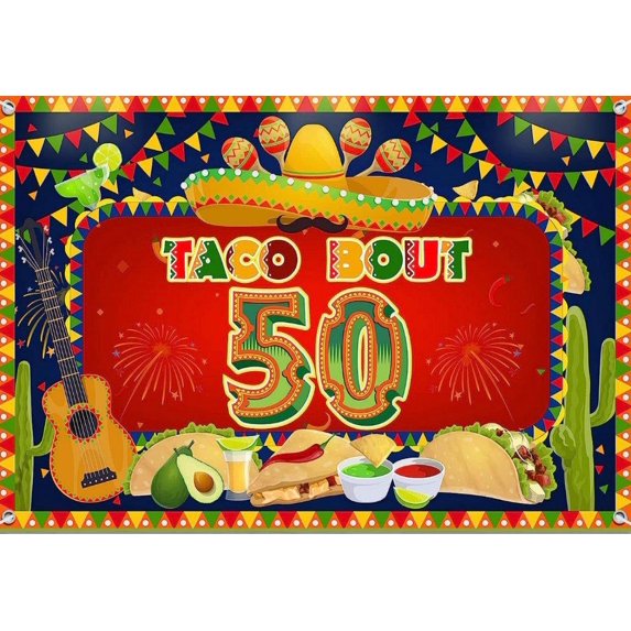 Happy 50th Birthday Backdrop Women Fifty Photography Background Floral ...