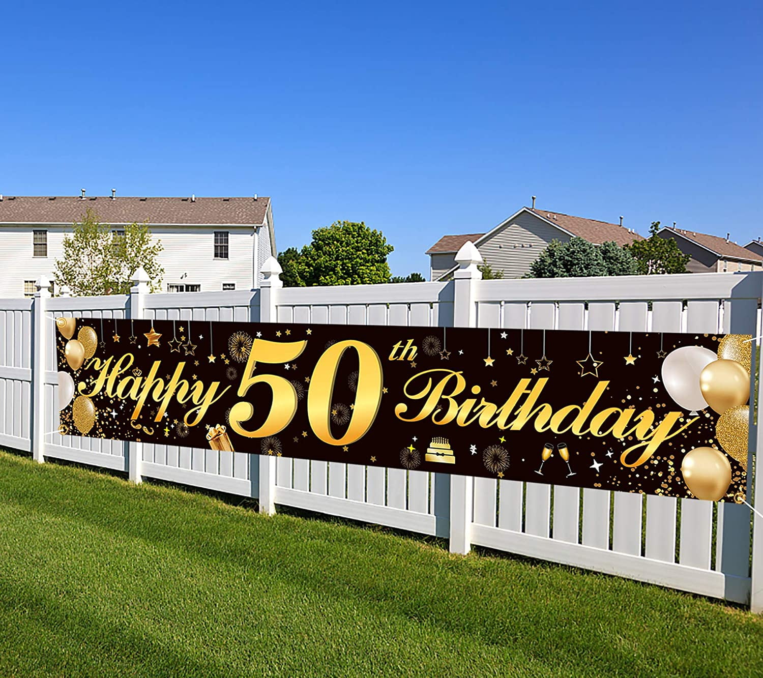 Happy 50th Birthday Banner,Birthday Party Sign Backdrop Banner For Men ...