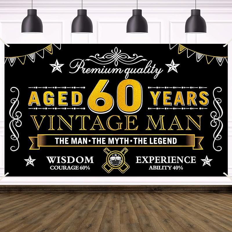 Happy 50th Birthday Banner Decorations for Men, Black Gold Vintage 50 ...
