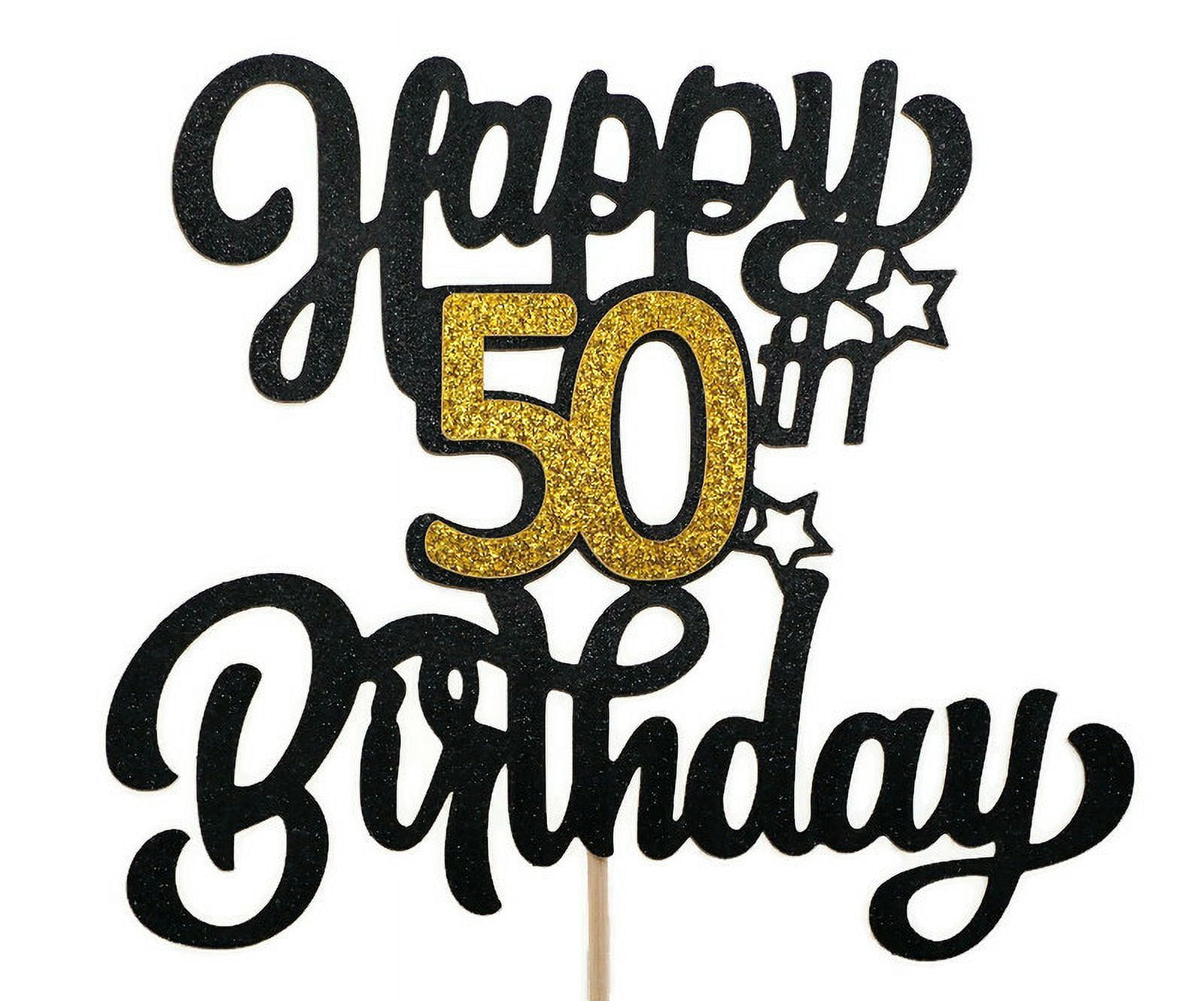 The Occasions Happy 50th Birthday Cake Topper, Black and Golden ...