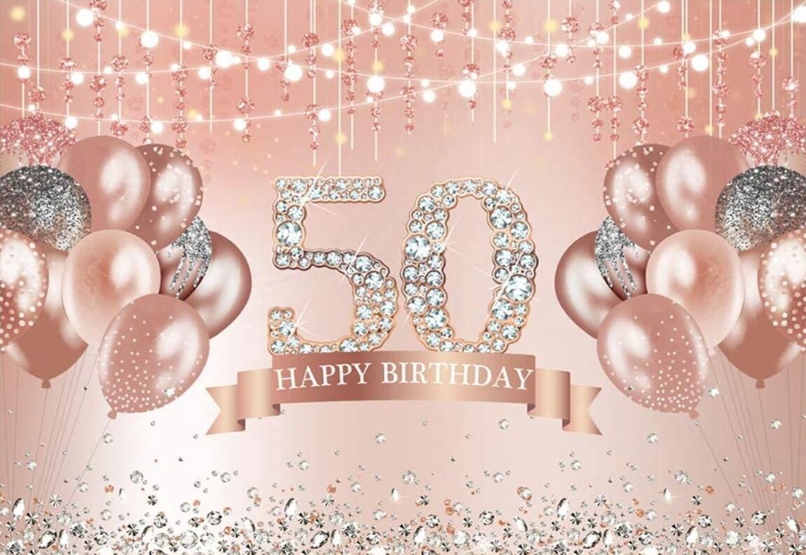 Happy 50th Birthday Party Background Custom Backdrop Balloon Photo ...