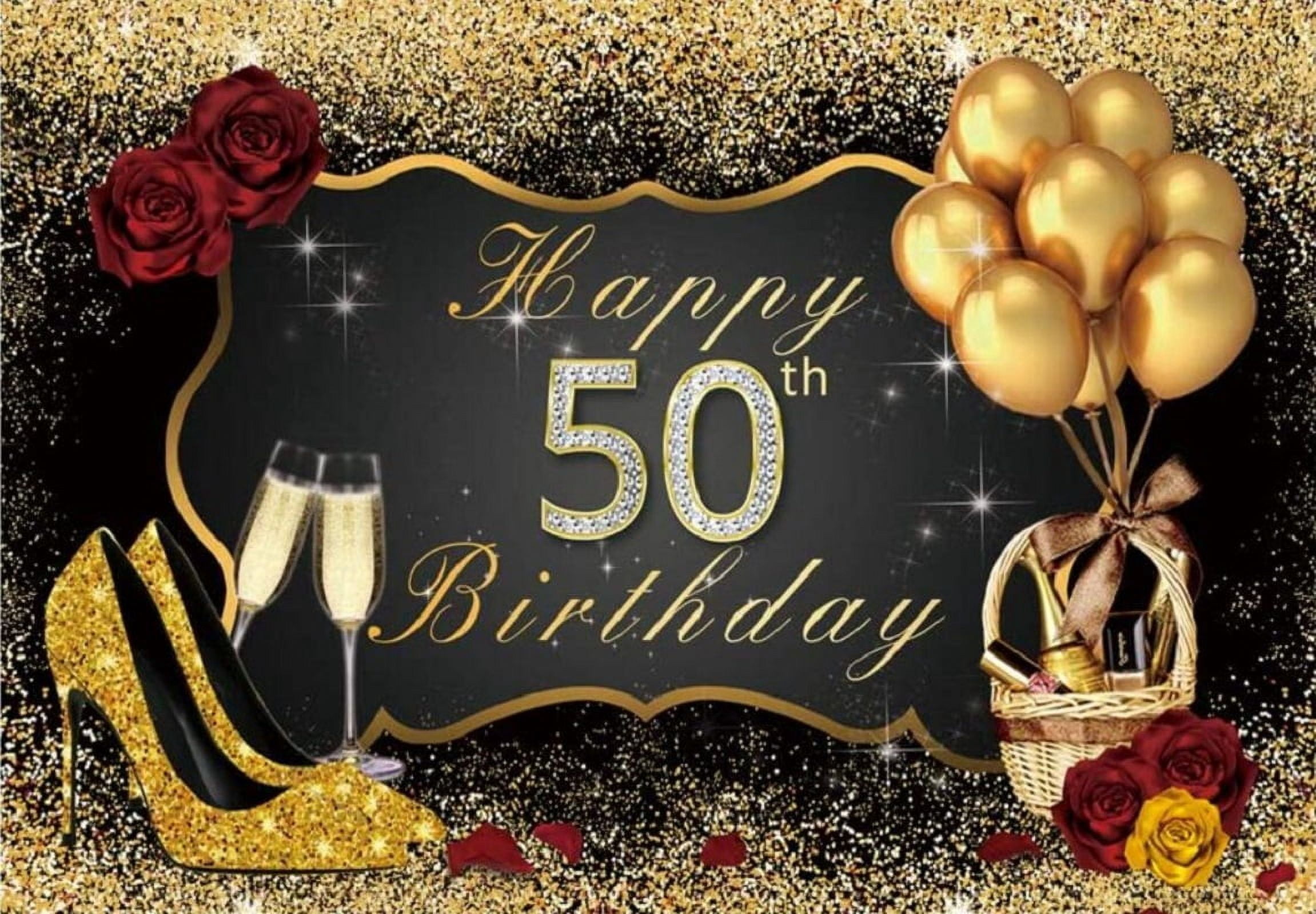 Happy 50th Birthday Party Background Custom Backdrop Balloon Photo ...