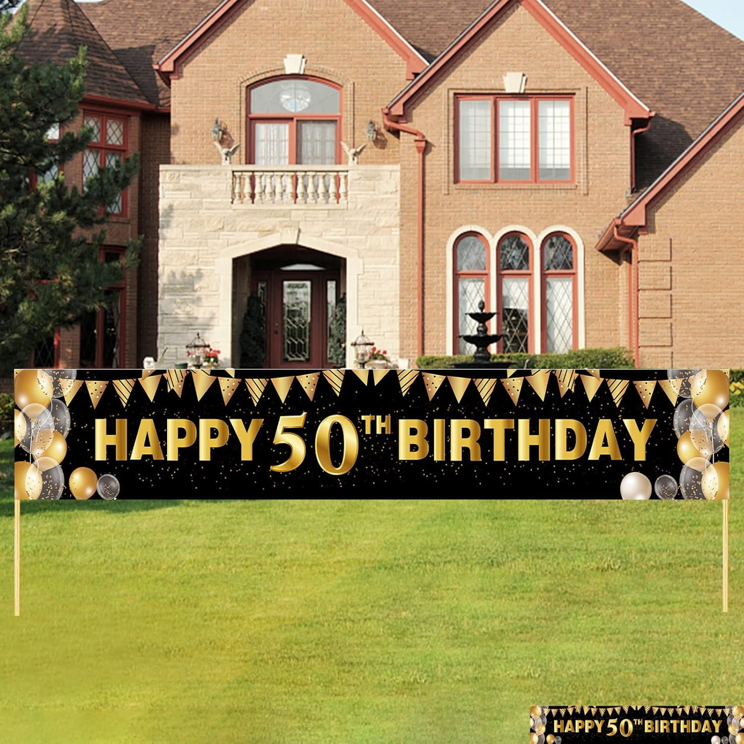 Happy 50th Birthday Yard Banner, Happy 50th Birthday Banner Decorations ...