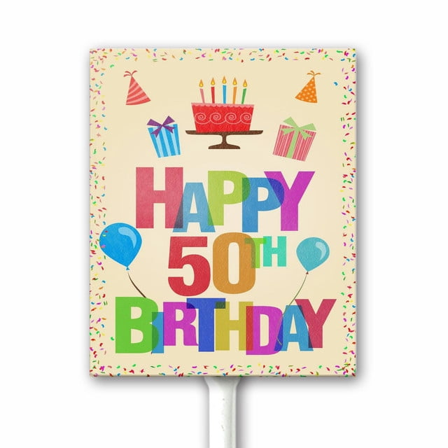 Happy 50th Birthday Yard Sign With Stake, Happy 50th Birthday Party ...