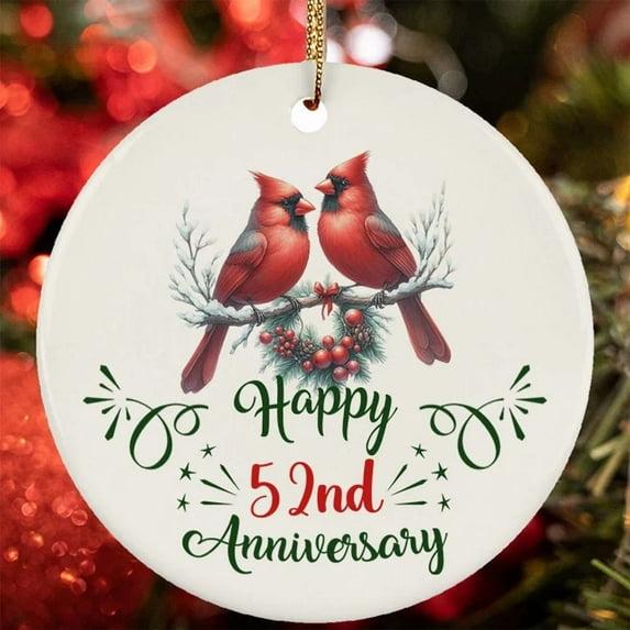 Happy 52nd Anniversary Ornament Cute Red Bird Couple 52 Year Love ...