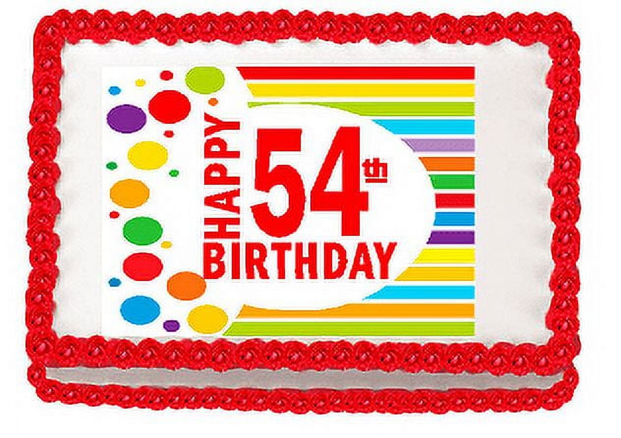 Happy 54th Birthday Edible PEEL N STICK Frosting Photo Image Cake ...