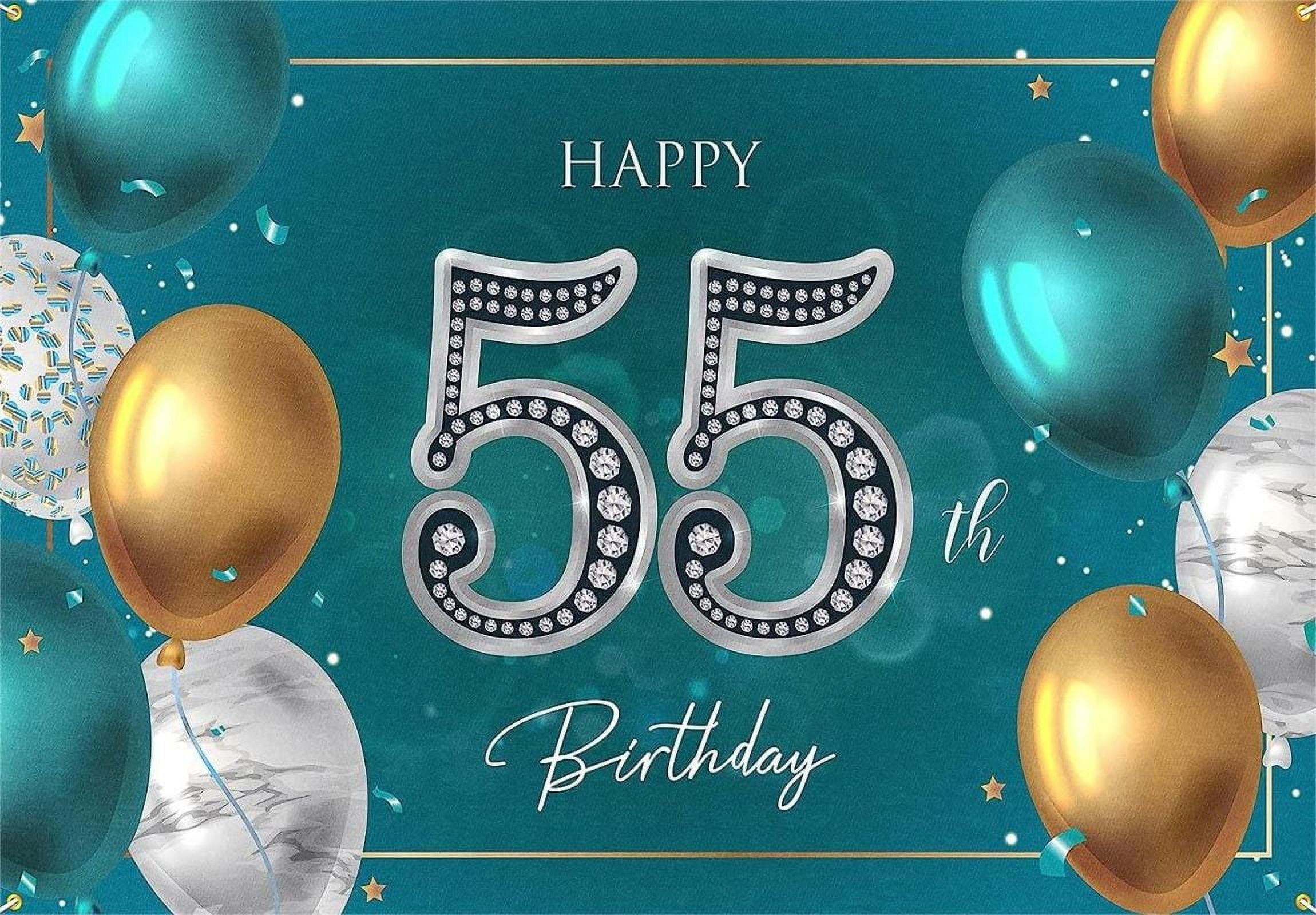 Happy 55/60th Birthday Silver and Navy Blue Background Photo Diverse ...