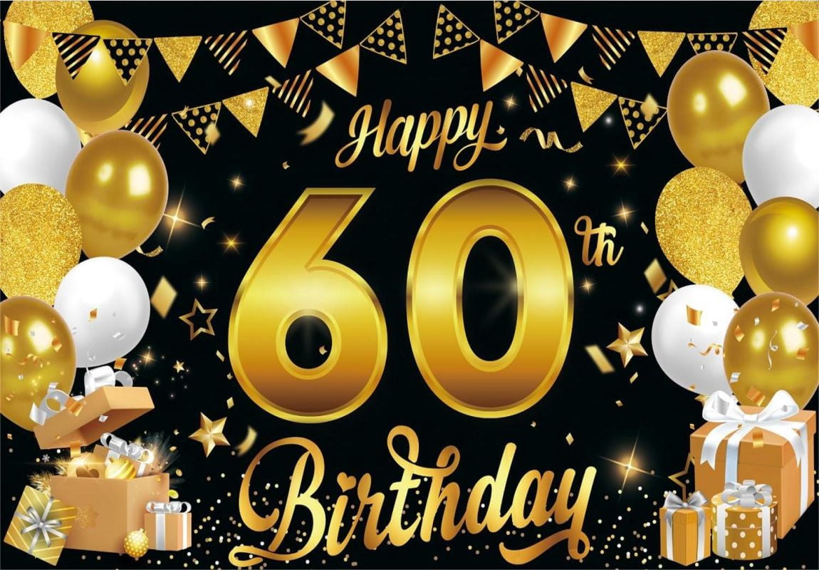 Happy 55/60th Birthday Silver and Navy Blue Background Photo Diverse ...
