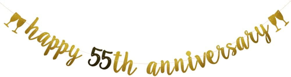 Happy 55th Anniversary Banner，55th Anniversary Party Decorations ...