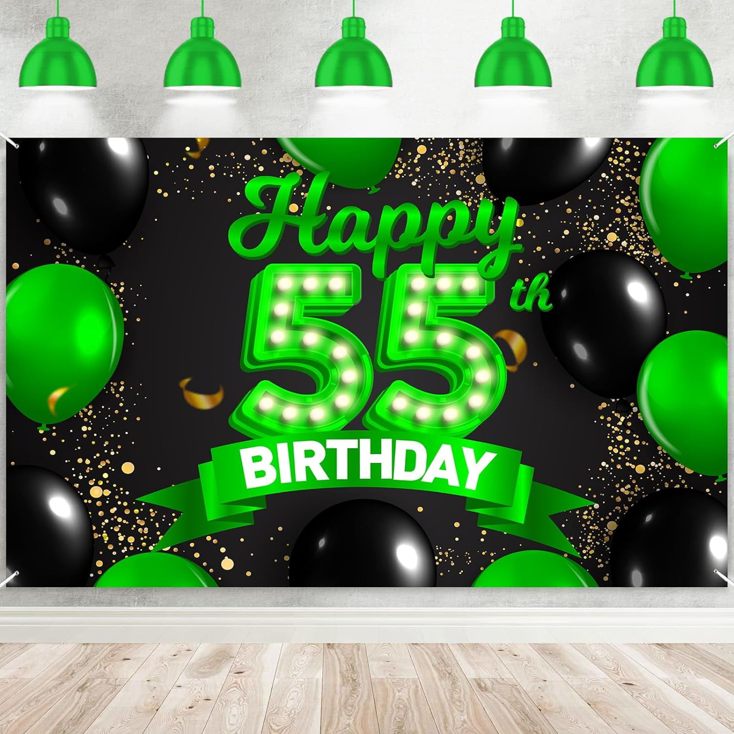 Happy 55th Birthday Banner, Black Green - Walmart.com