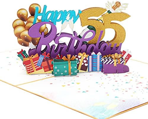 Happy 55th Pop Up Birthday Card, 55th Birthday Card For Women, Men, Mom ...