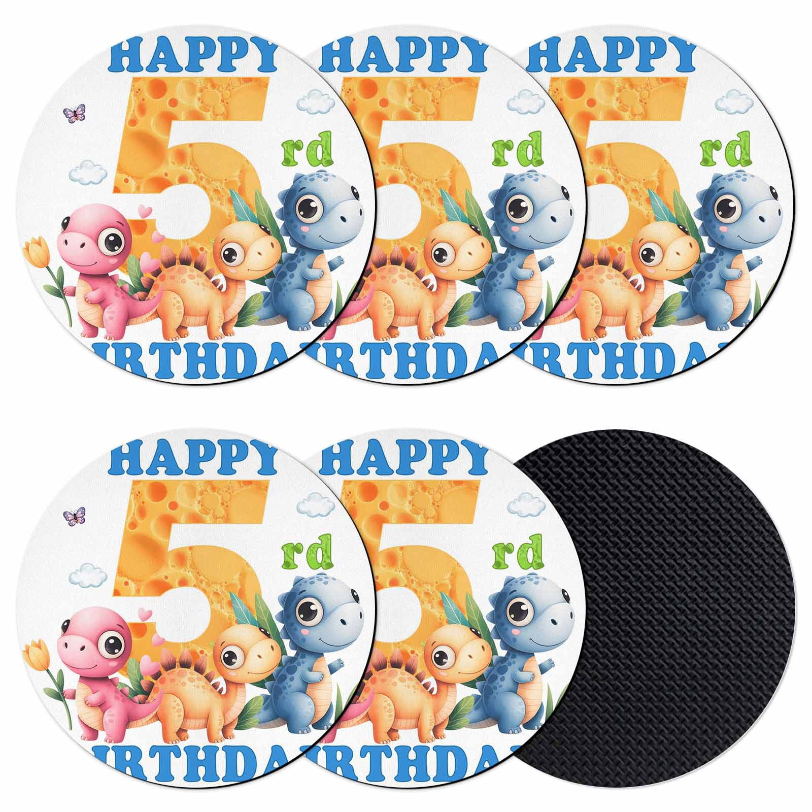 Happy 5rd Birthday Coasters Set of 6, Absorbent Coasters for Drinks ...