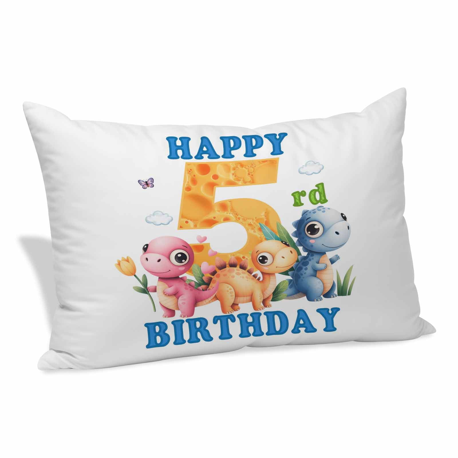 Happy 5rd Birthday Pillow Covers, Linen Long Throw Pillow Case, Cartoon ...