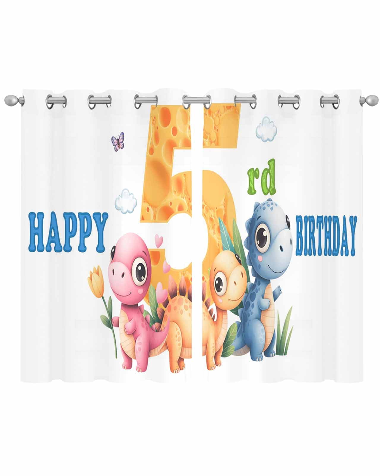 Happy 5rd Birthday Sheer Curtains 39 Inch Length 2 Panels Set for ...