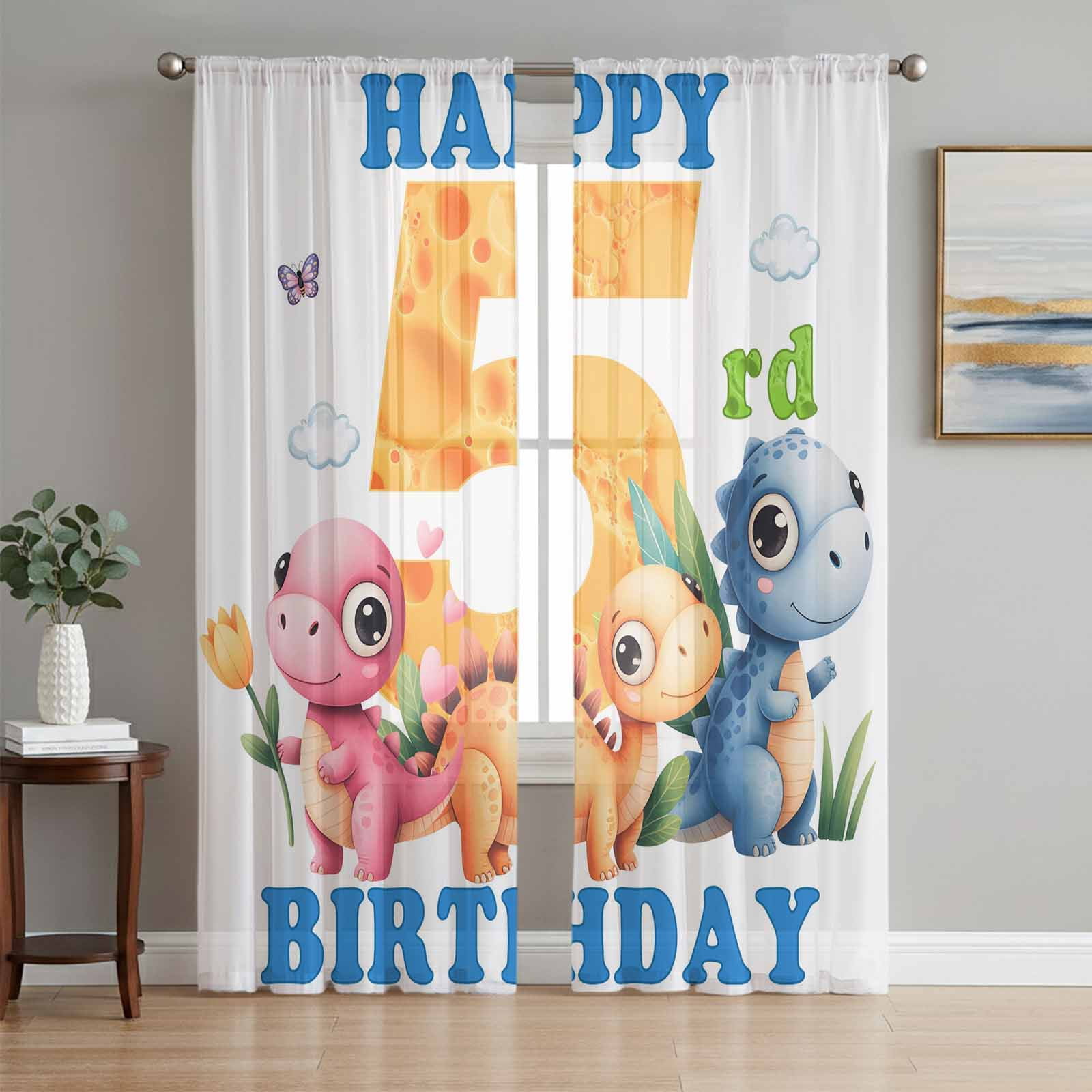 Happy 5rd Birthday Sheer Curtains 96 Inch Length 2 Panels Set Window ...