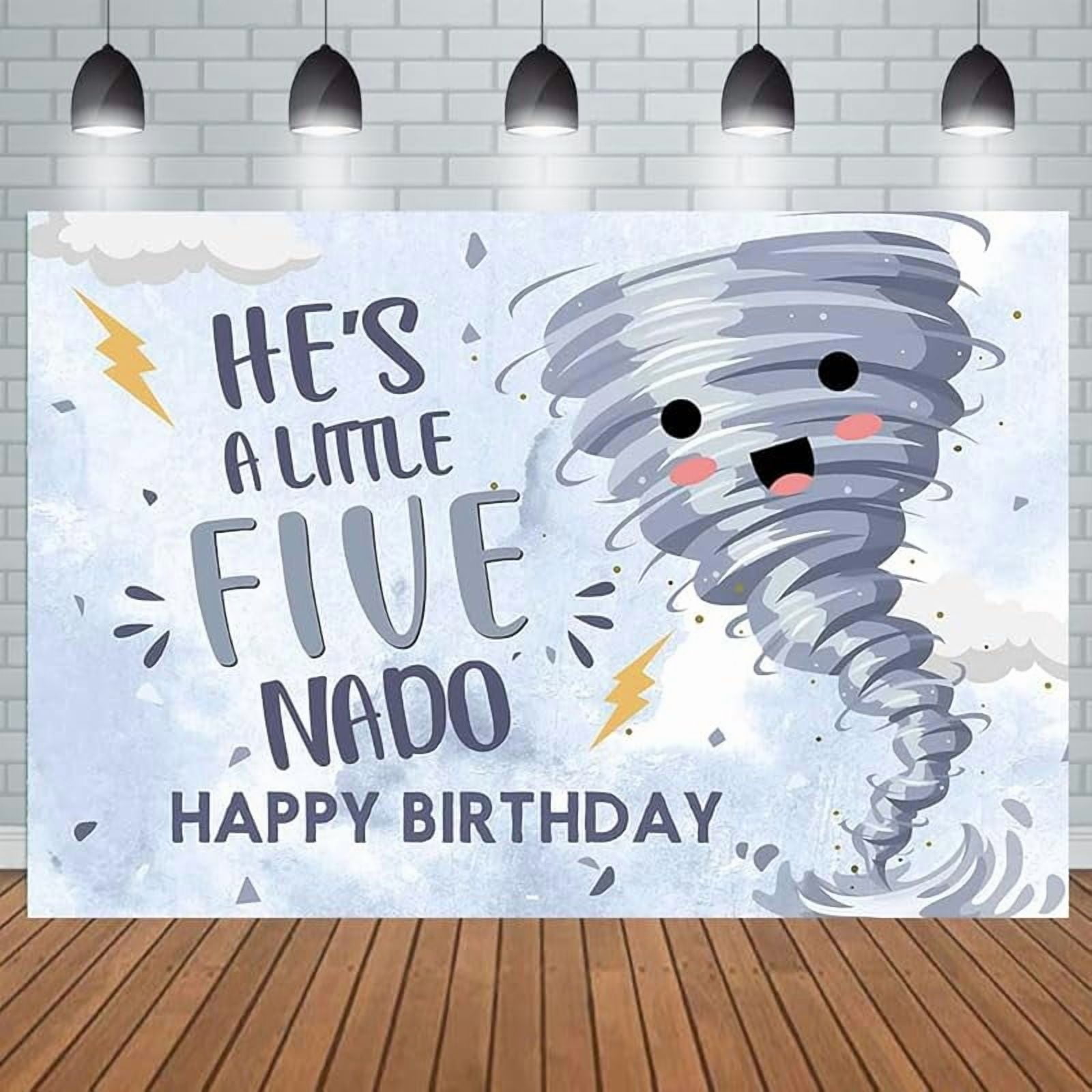 Happy 5th Birthday Backdrop Tornado Theme He is a Little Five Nado ...