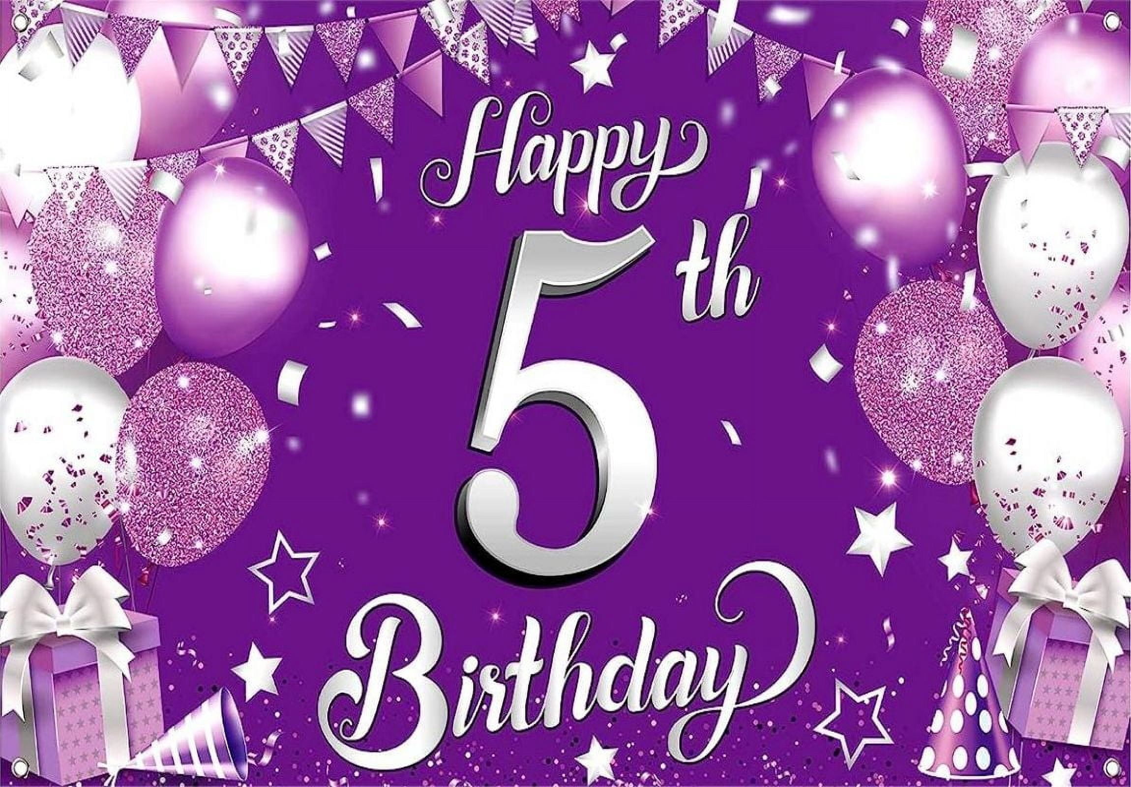 Happy 5th Birthday Backdrop for Photography Background Golden Baby Room ...