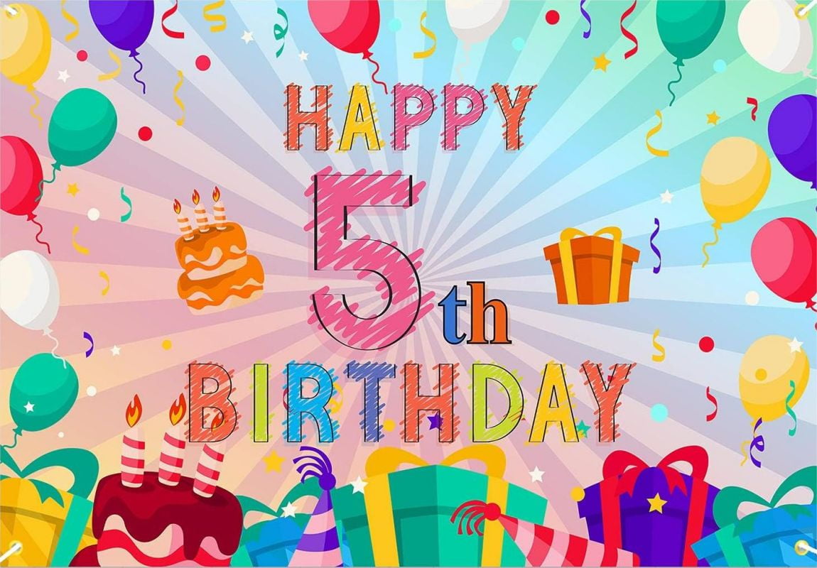 Happy 5th Birthday Prince Gender Reveal Party Background Golden Cake ...