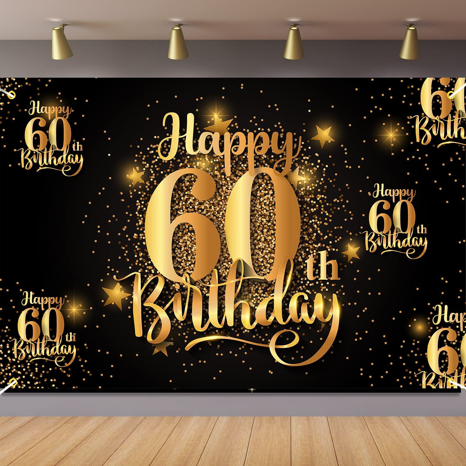 Happy 60th Birthday Backdrop Banner Step and Repeat 60 Years Old Background Decorations for ...