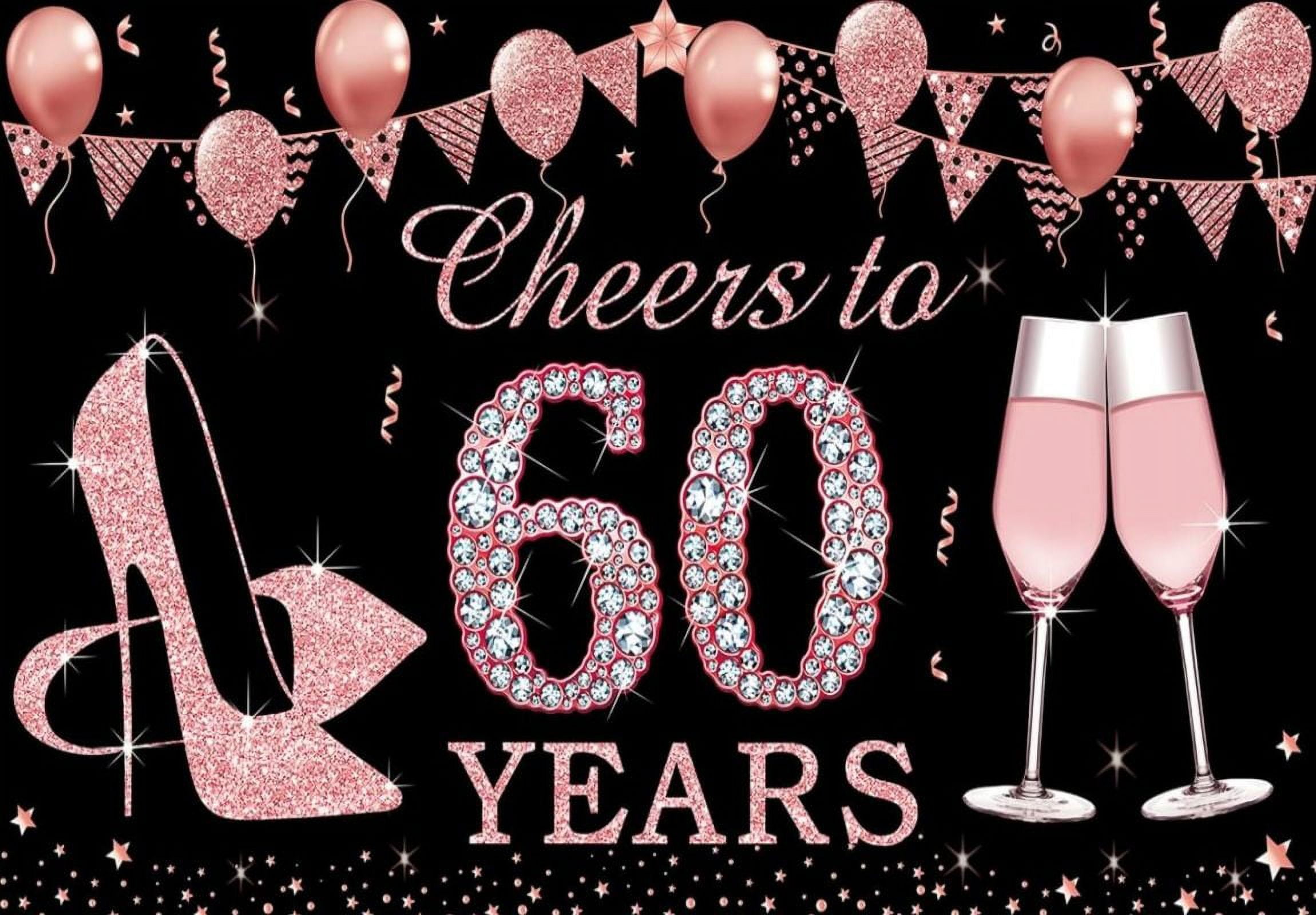 Happy 60th Birthday Backdrop Banner r Blue Dot Glitter Sparkle 60 Years ...