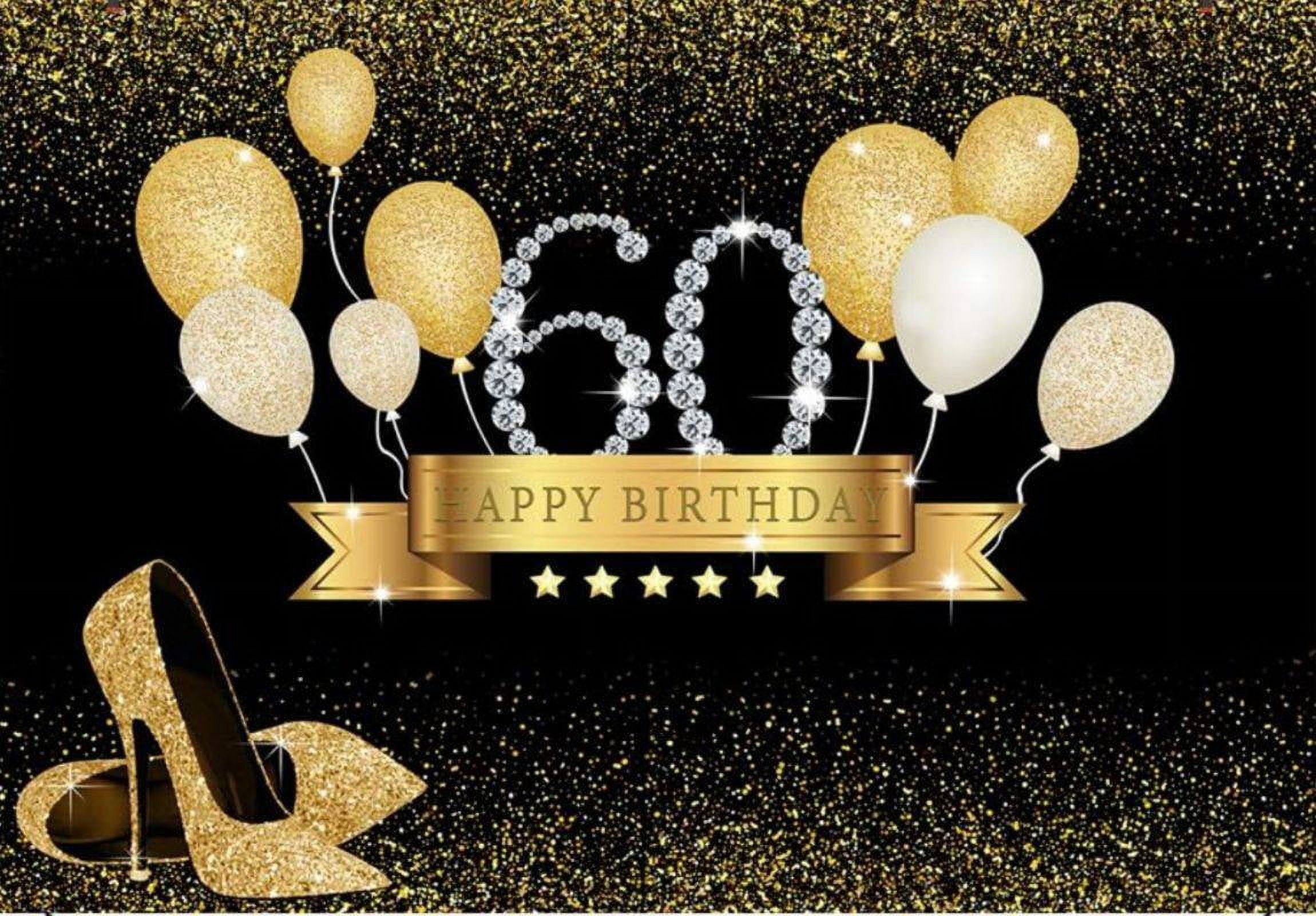 Happy 60th Birthday Banner Backdrop ration Women Rose Gold Party ...