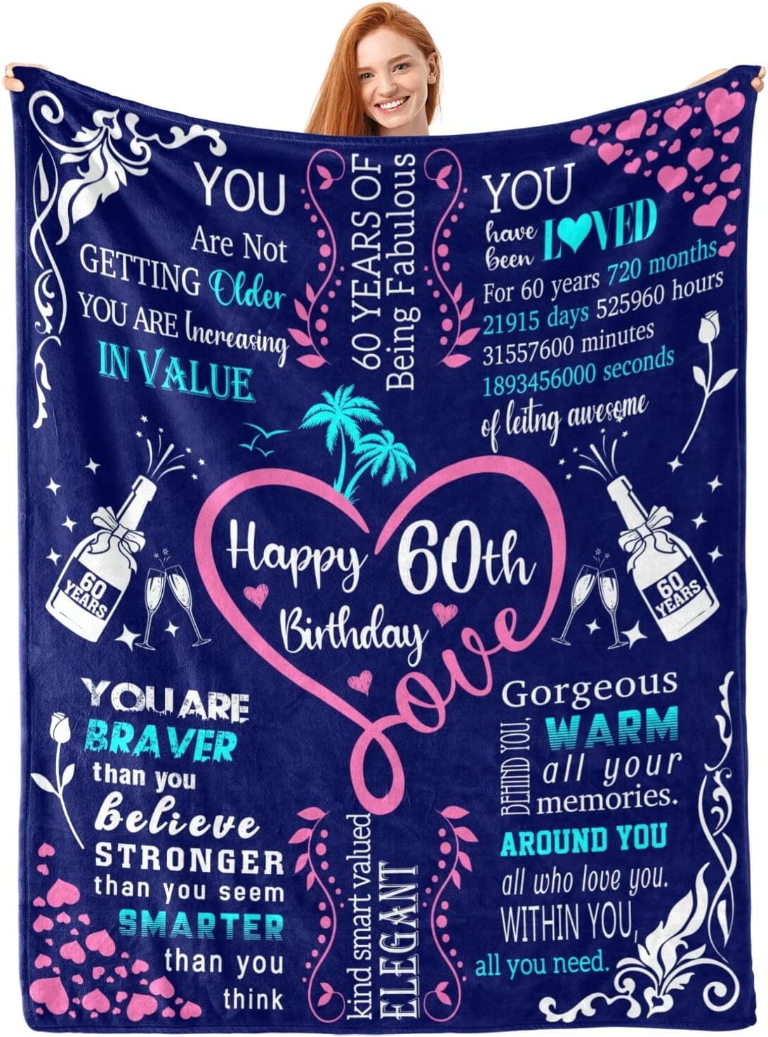 Happy 60th Birthday Blanket for Men 80"X 60", 1962 60th Birthday 60th ...