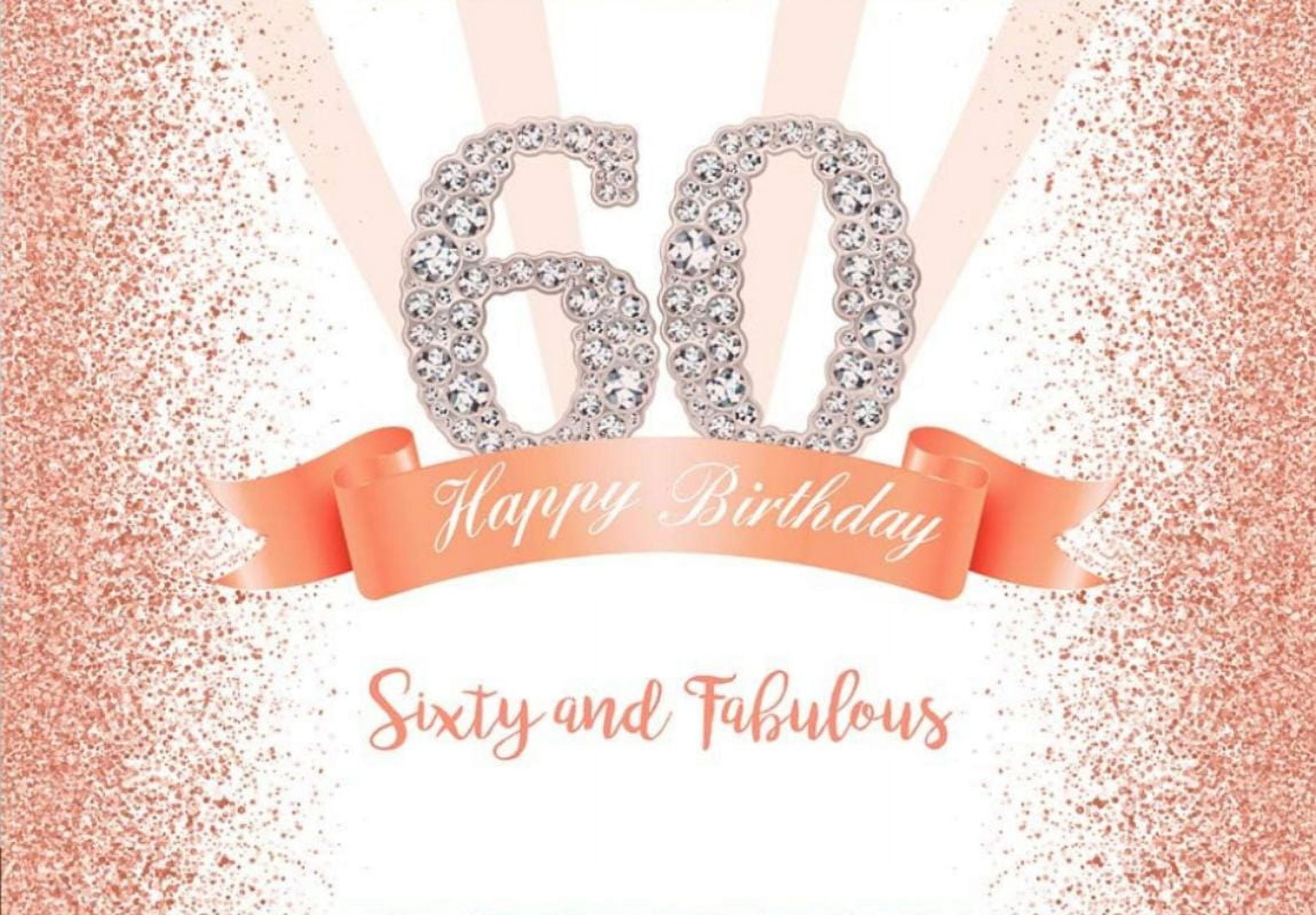 Happy 60th Birthday Party Backdrop Rose Gold Pink Background Woman ...