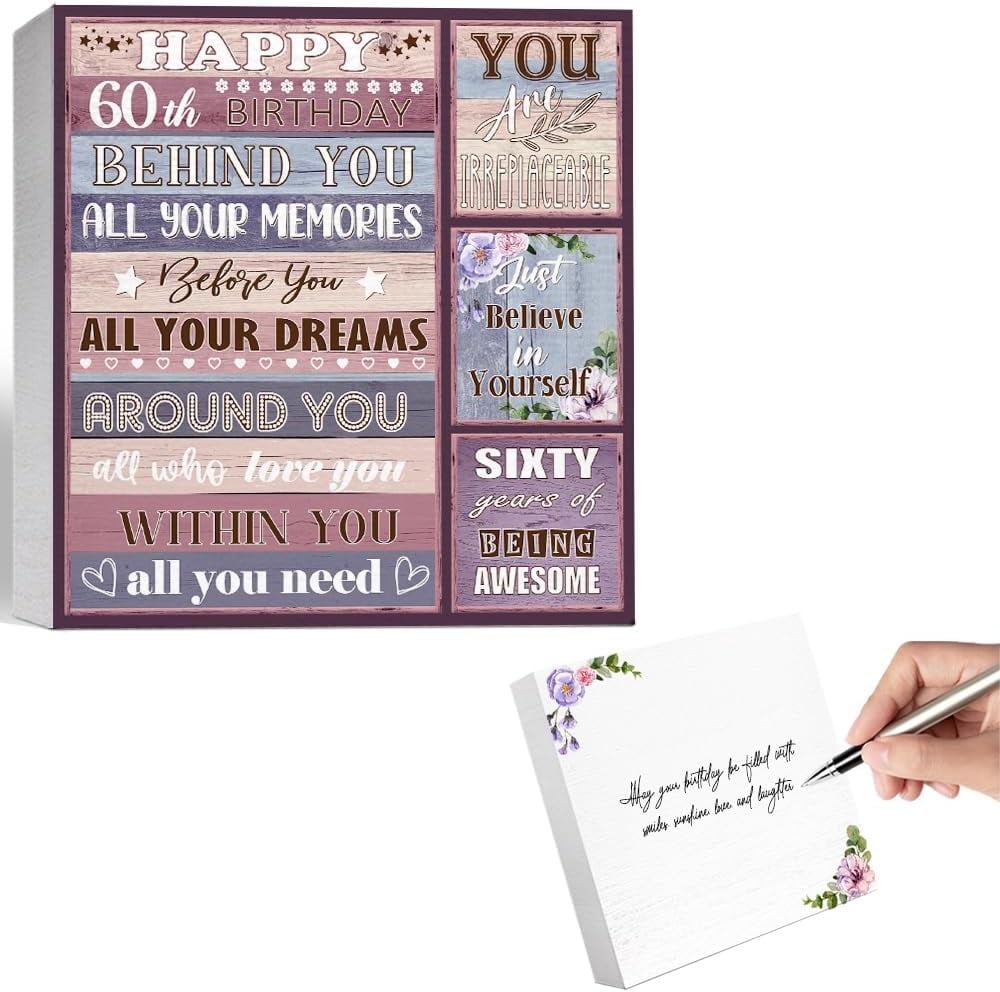 Happy 60th Day Wooden Block Sign,60th Birthday Decorative Wood Box Sign ...