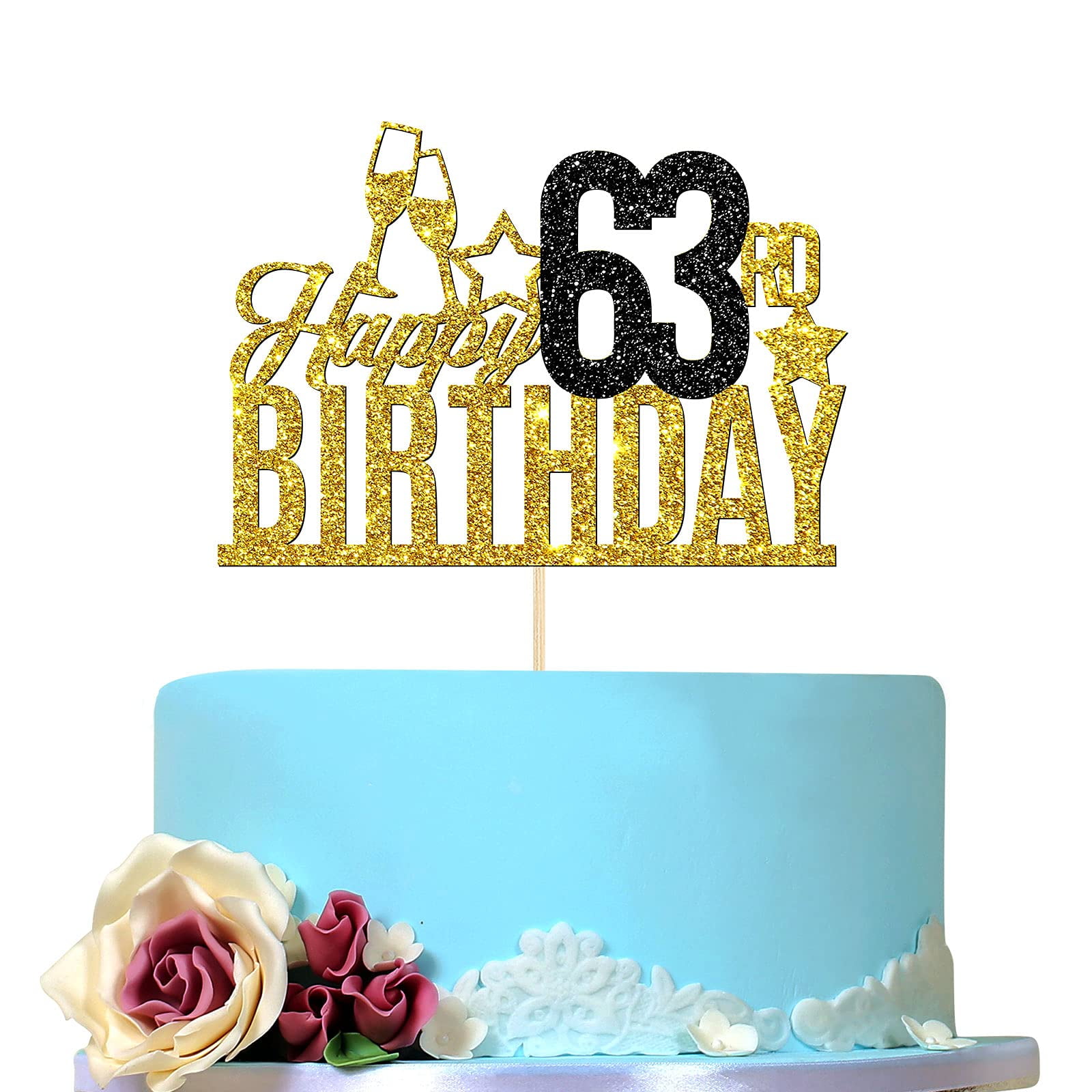 Happy 63rd Birthday Cake Topper - Sixty H2FSDthree-year-old Cake Topper ...