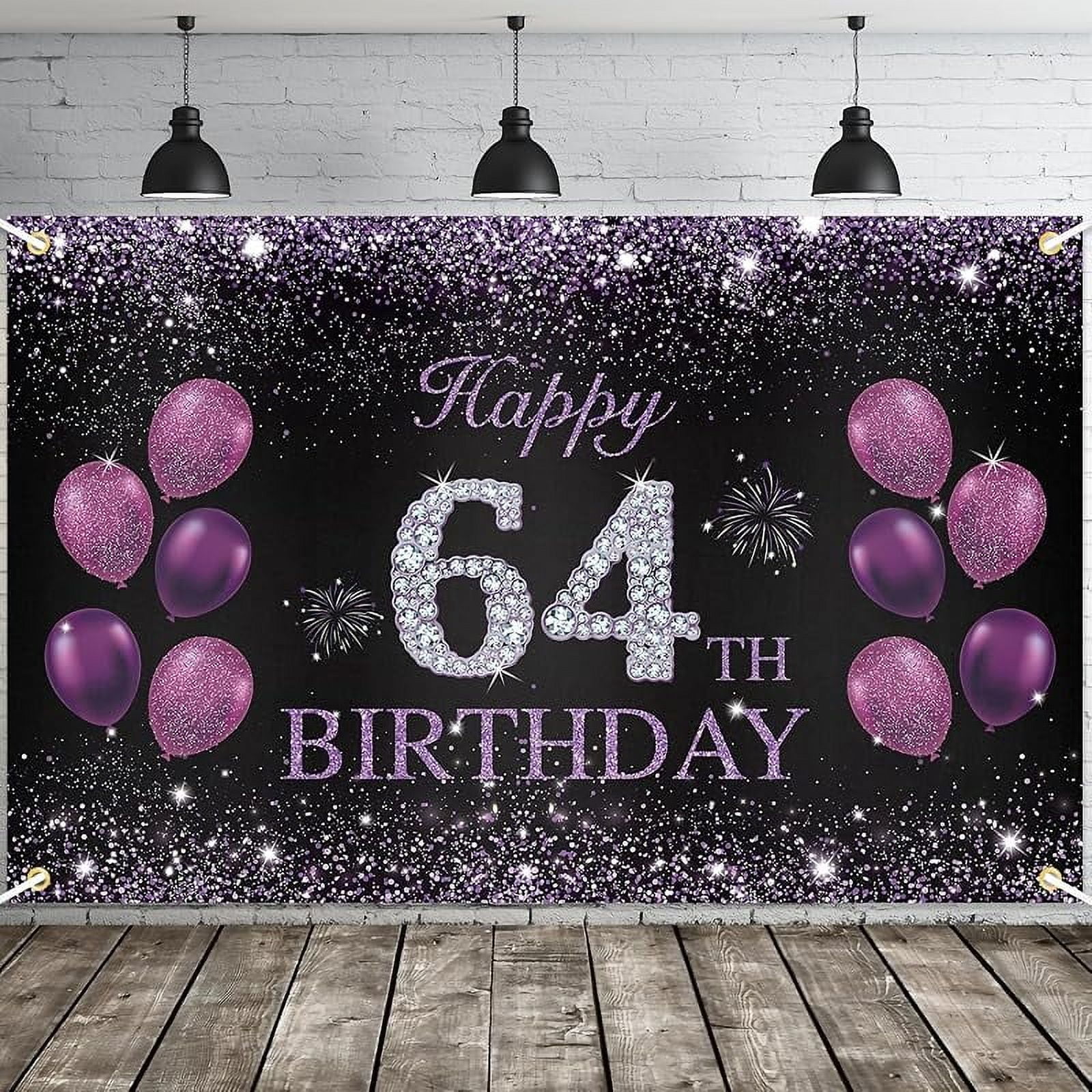Happy 64th Birthday Banner, Happy Birthday Party Decorations, Birthday ...