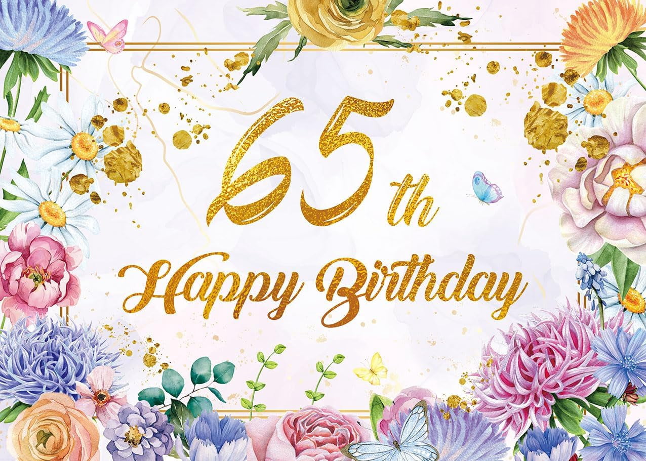 Happy 65th Birthday Backdrop Flower Bush Garden Birthday Photography ...