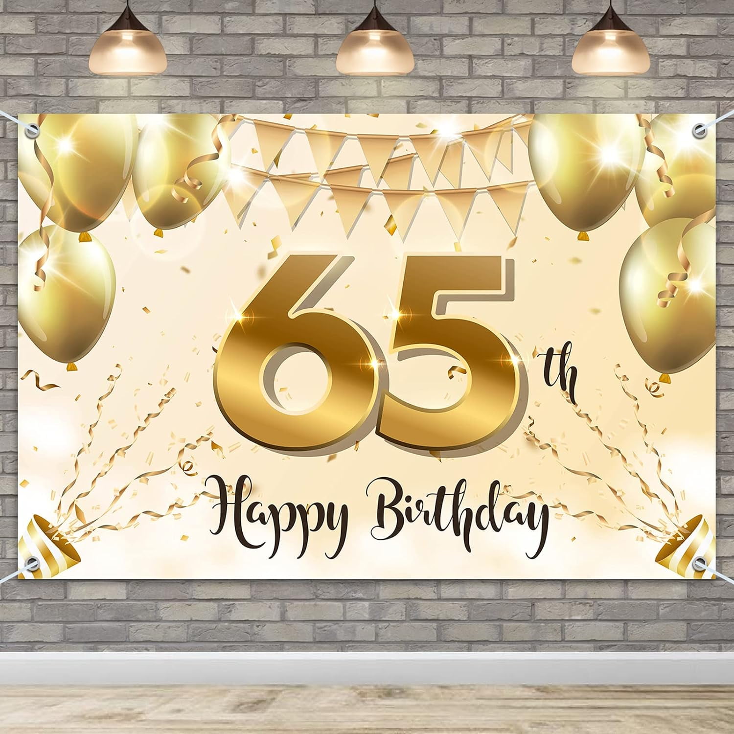Happy 65th Birthday Banner Backdrop - 65 Years Old Birthday Decorations ...