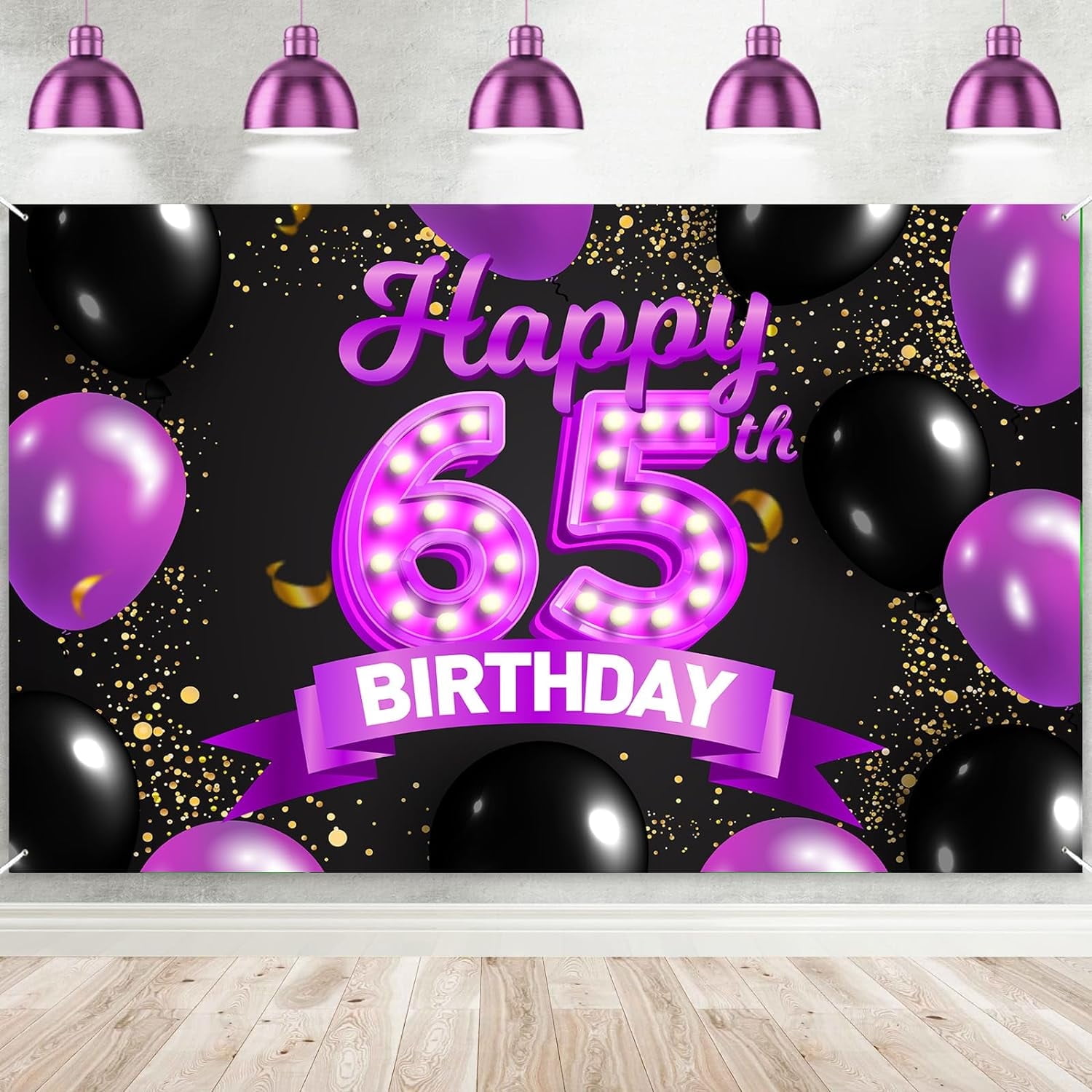 Happy 65th Birthday Banner, Black Purple - Walmart.com