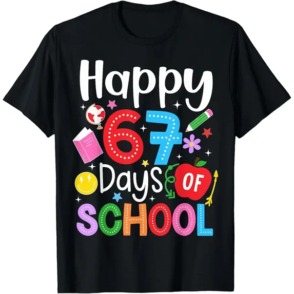 Happy 67 Days of School Funny Six Seven Meme Teacher Kids T-Shirt ...
