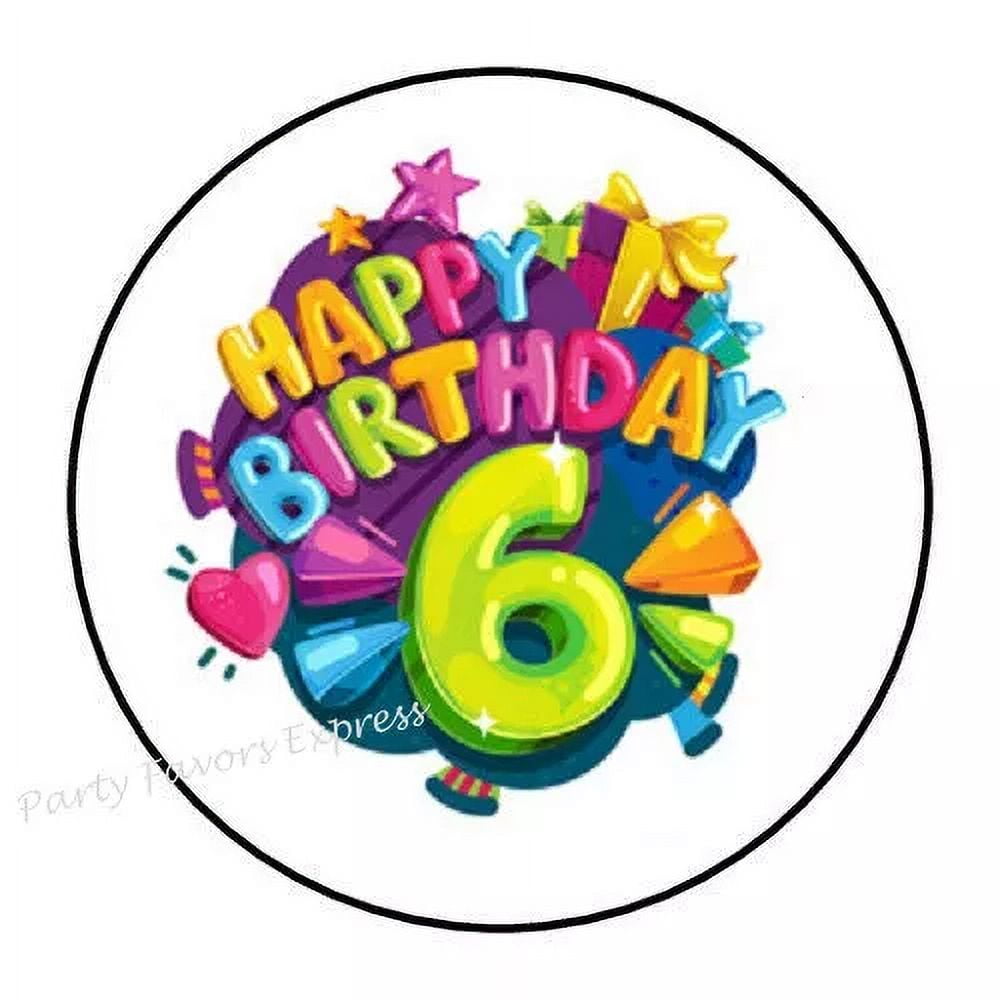 Happy 6Th Birthday Stickers Party Favors Phone Decal Water Bottle ...