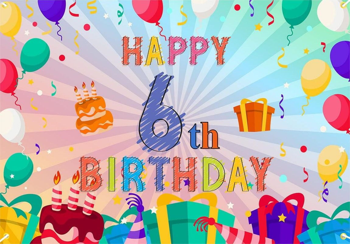 Happy 6th Birthday Schoolring ration Children Sweet Background ...