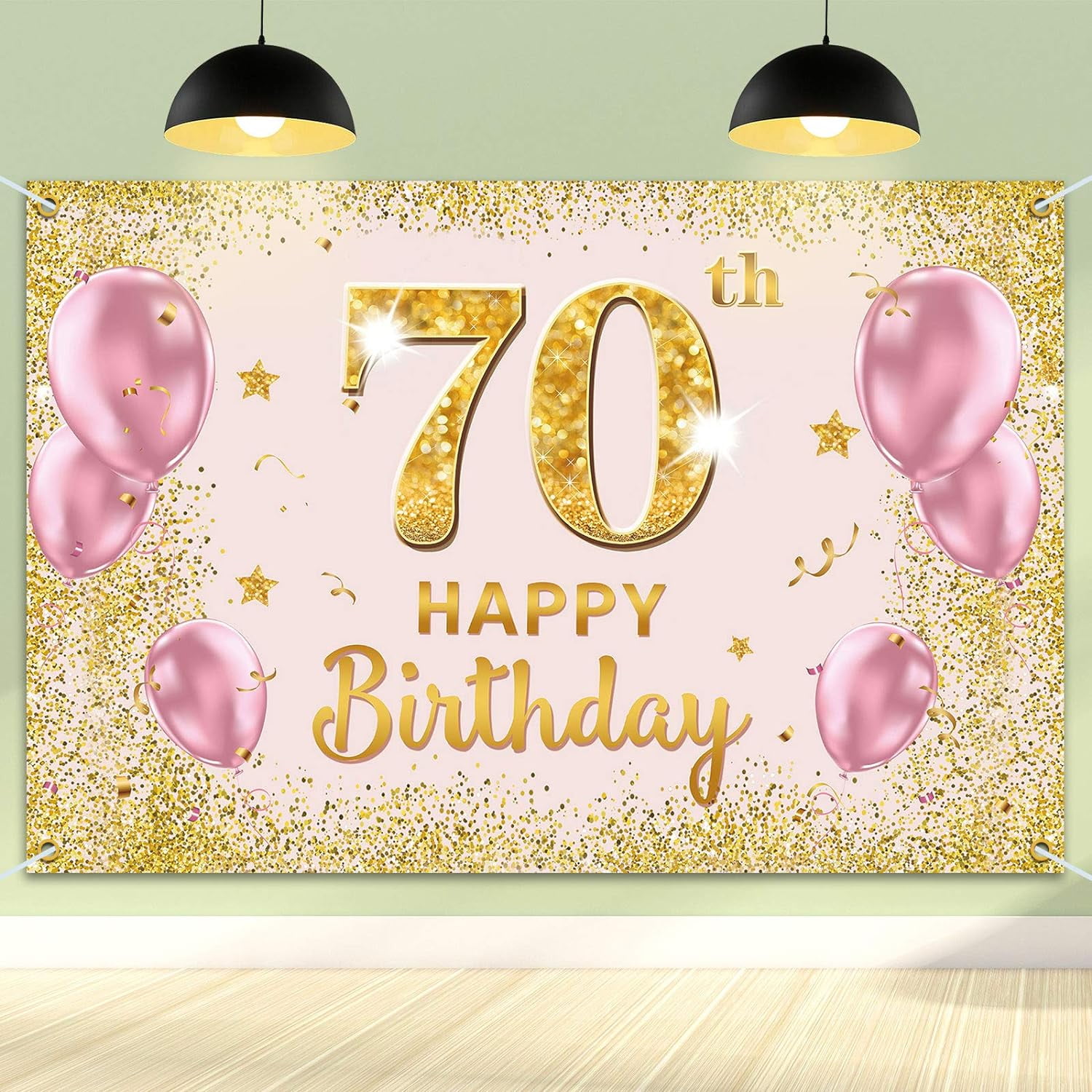 Happy 70th Birthday Backdrop Banner - 70 Birthday Party Decorations ...