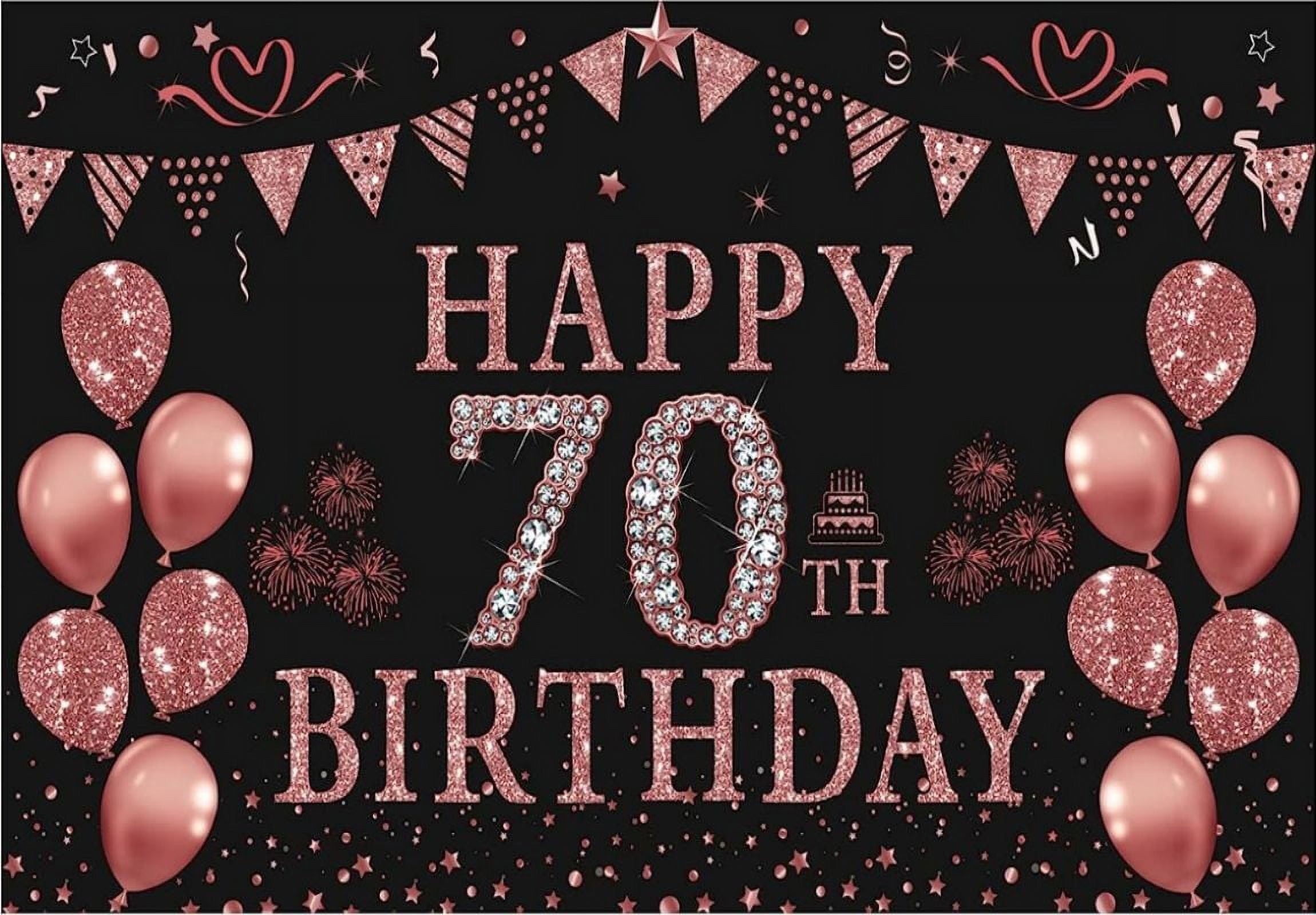 Happy 70th Birthday Backdrop Banner Purple Black rations Cheers to 70 ...