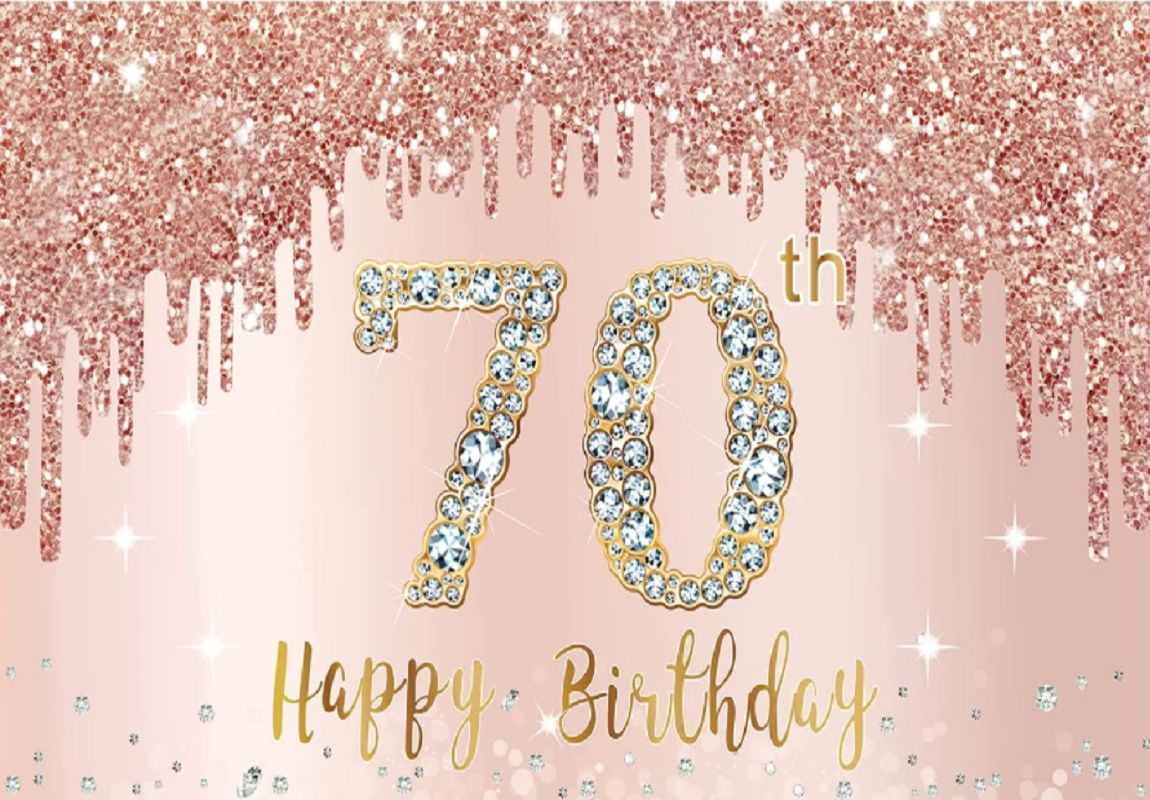 Happy 70th Birthday Background Photography Backdrops Red Photo Golden ...