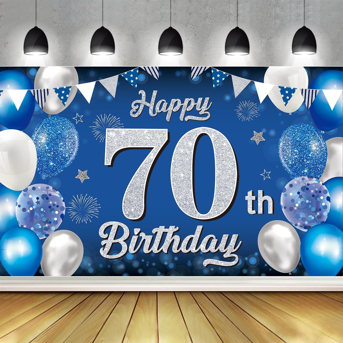 Happy 70th Birthday Banner Backdrop 70th Birthday Decorations for Men ...