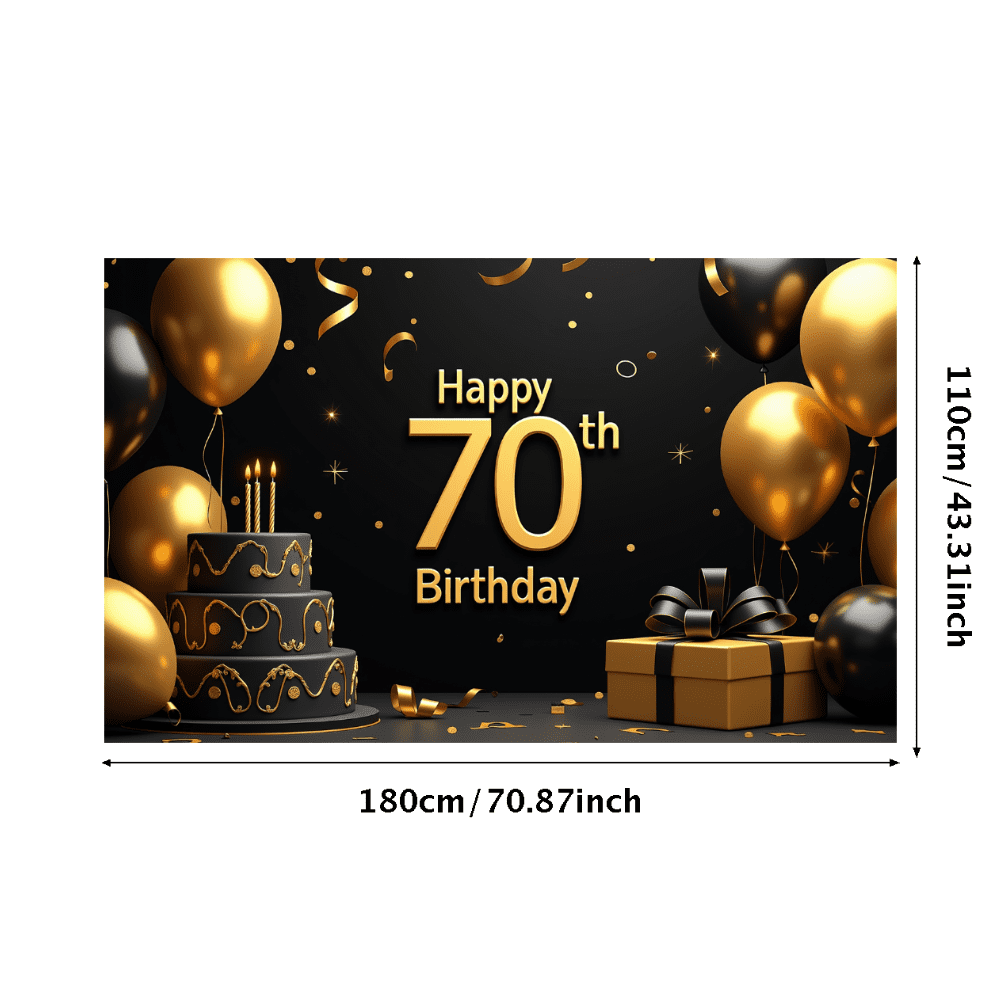 Happy 70th Birthday Banner Party Supplies Birthday Decorations Backdrop ...