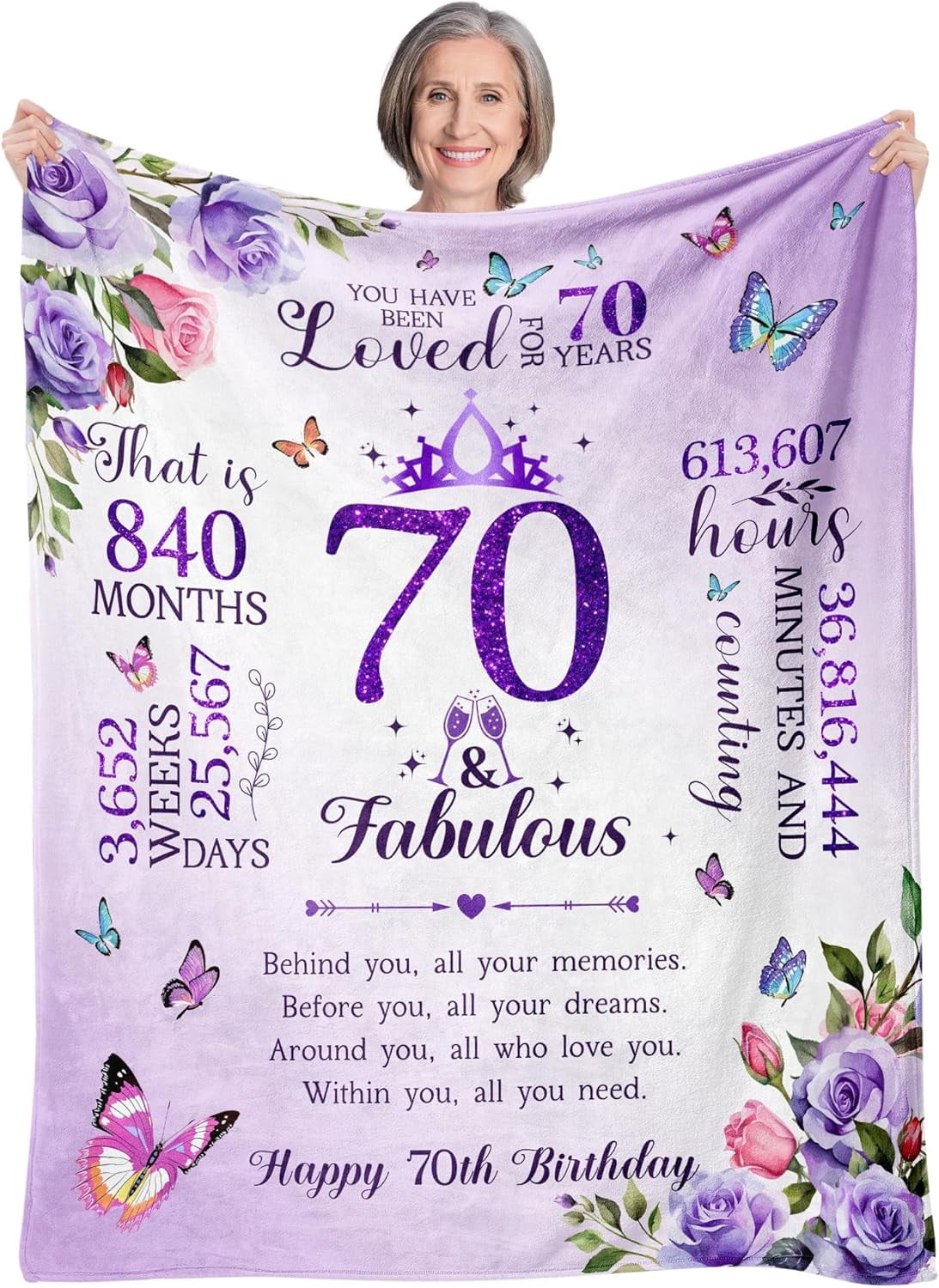 Happy 70th Birthday Gifts for Women Blanket 50"x60", 70th Birthday ...