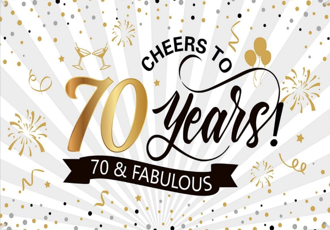 Happy 70th Birthday Photography Backdrop for Men Navy Blue Gold Spots ...