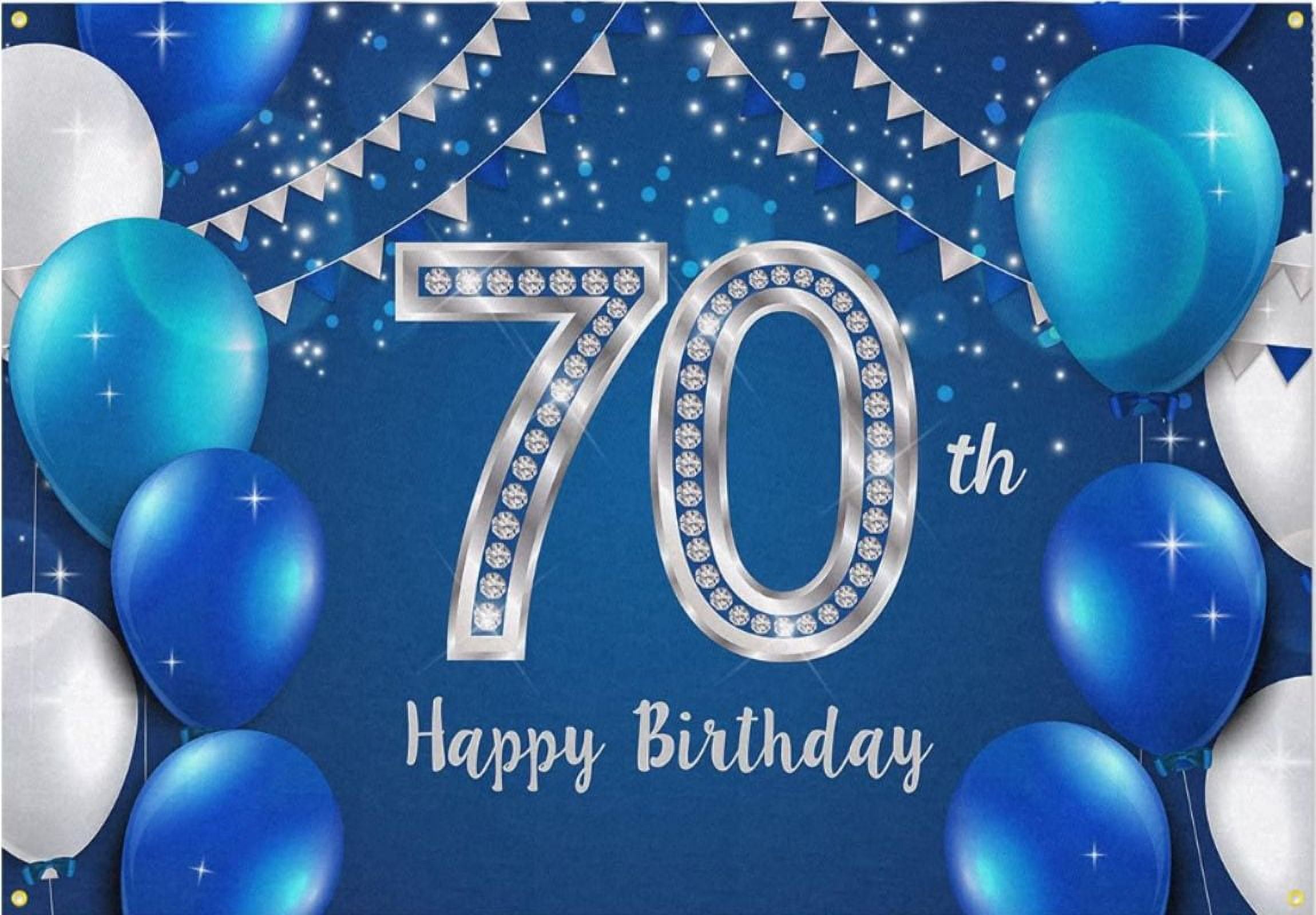 Happy 70th Birthday Photography Backdrop for Men Navy Blue Gold Spots ...