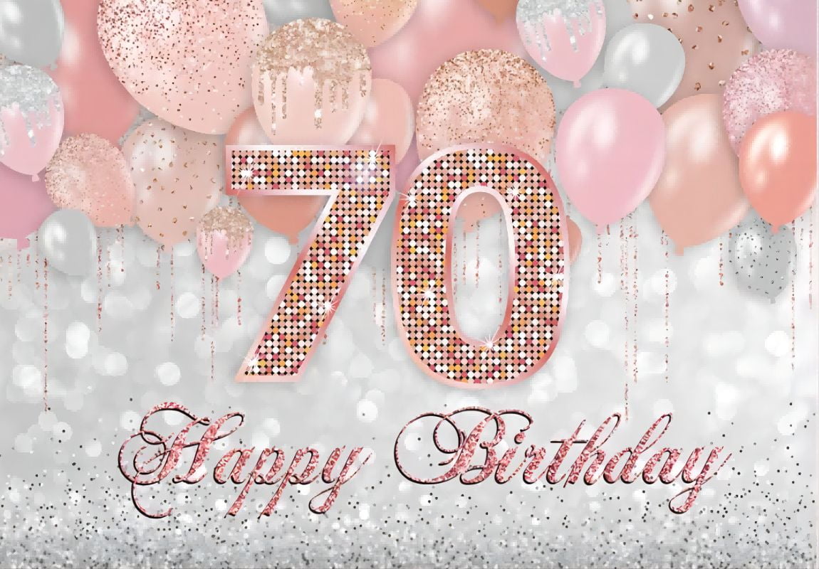 Happy 70th Birthday Photography Backdrop for Men Navy Blue Gold Spots ...