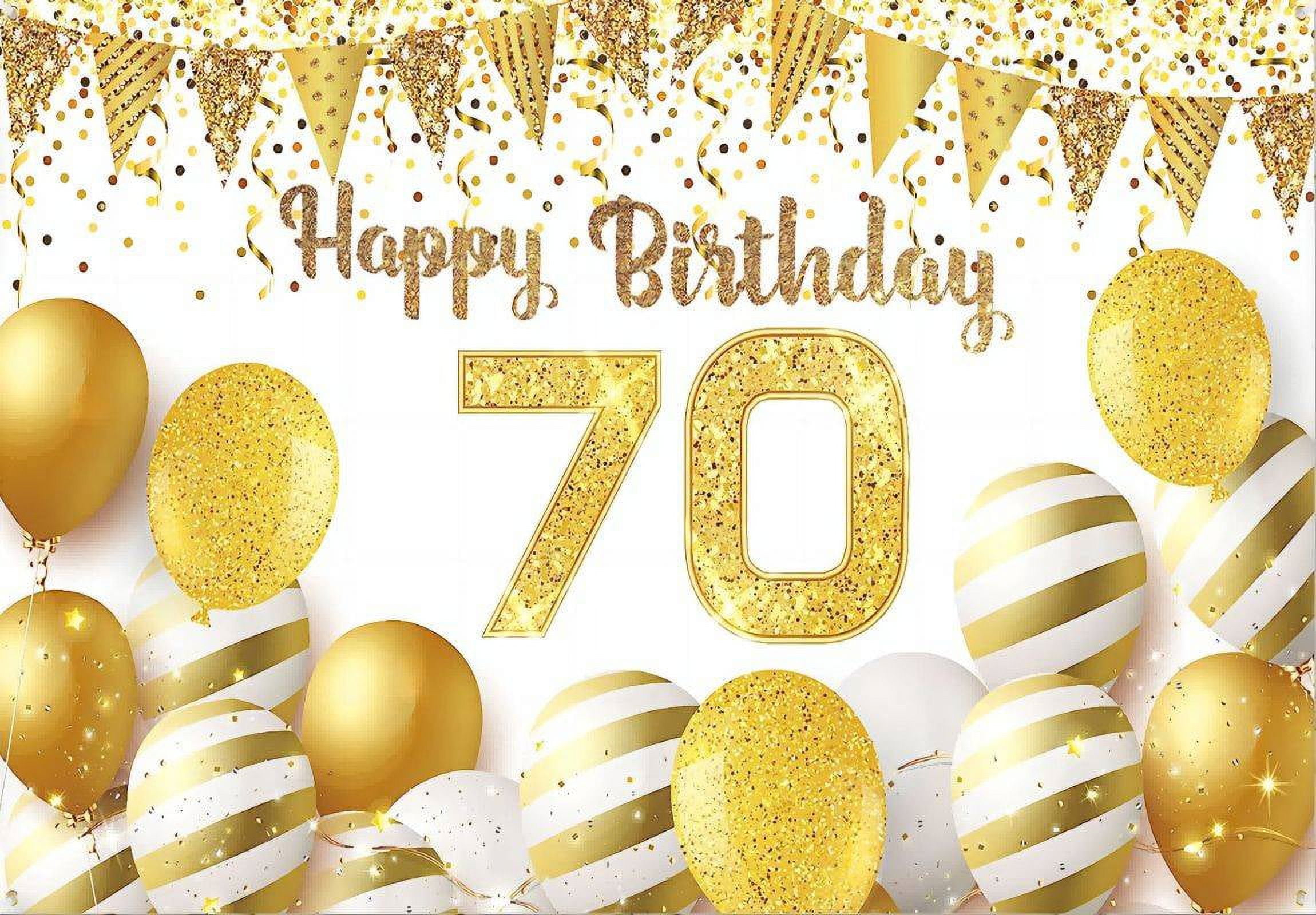 Happy 70th Birthday Photography Backdrop for Men Navy Blue Gold Spots ...