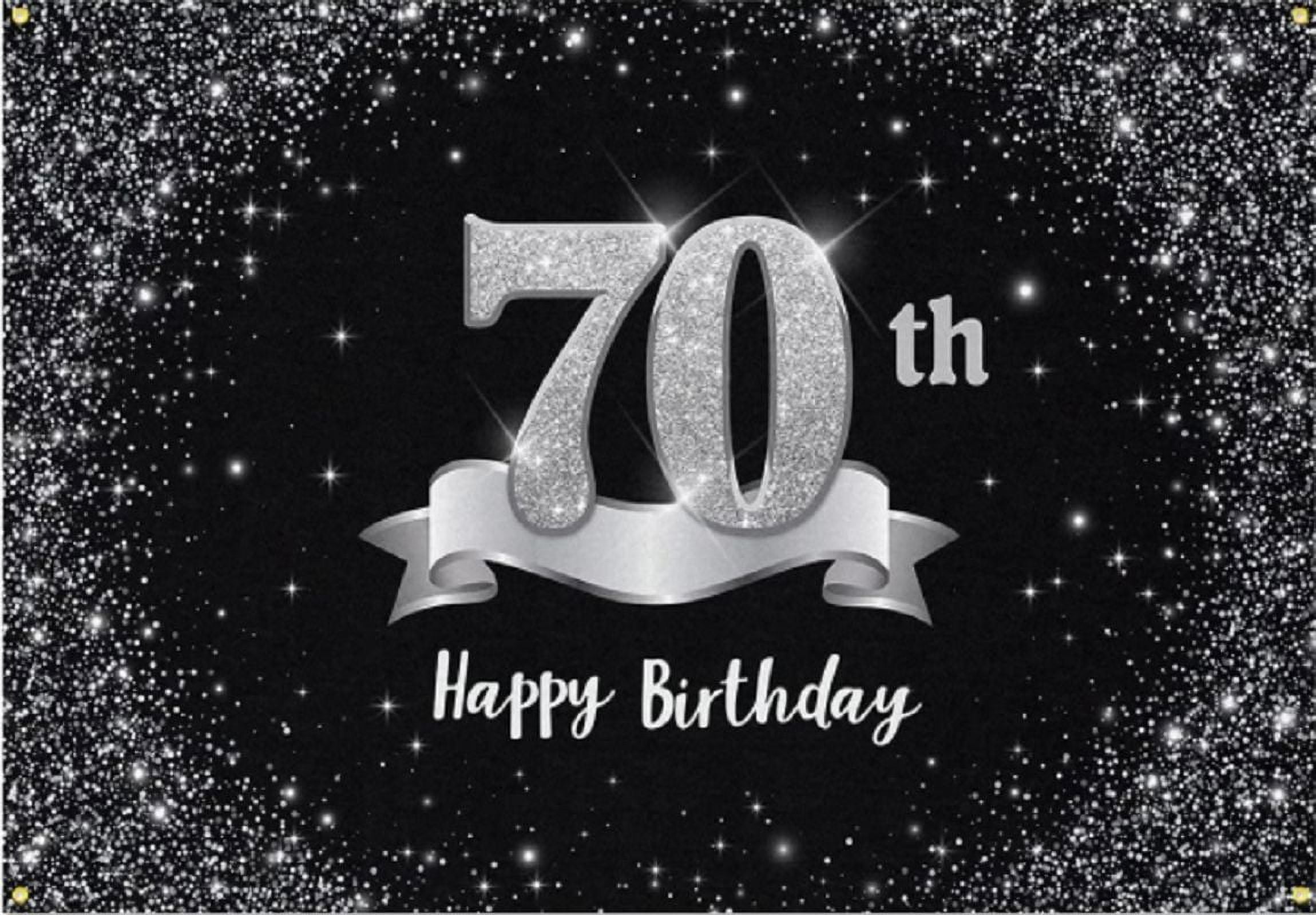 Happy 70th Birthday ration Custom Backdrop Background Golden Photo Blue ...
