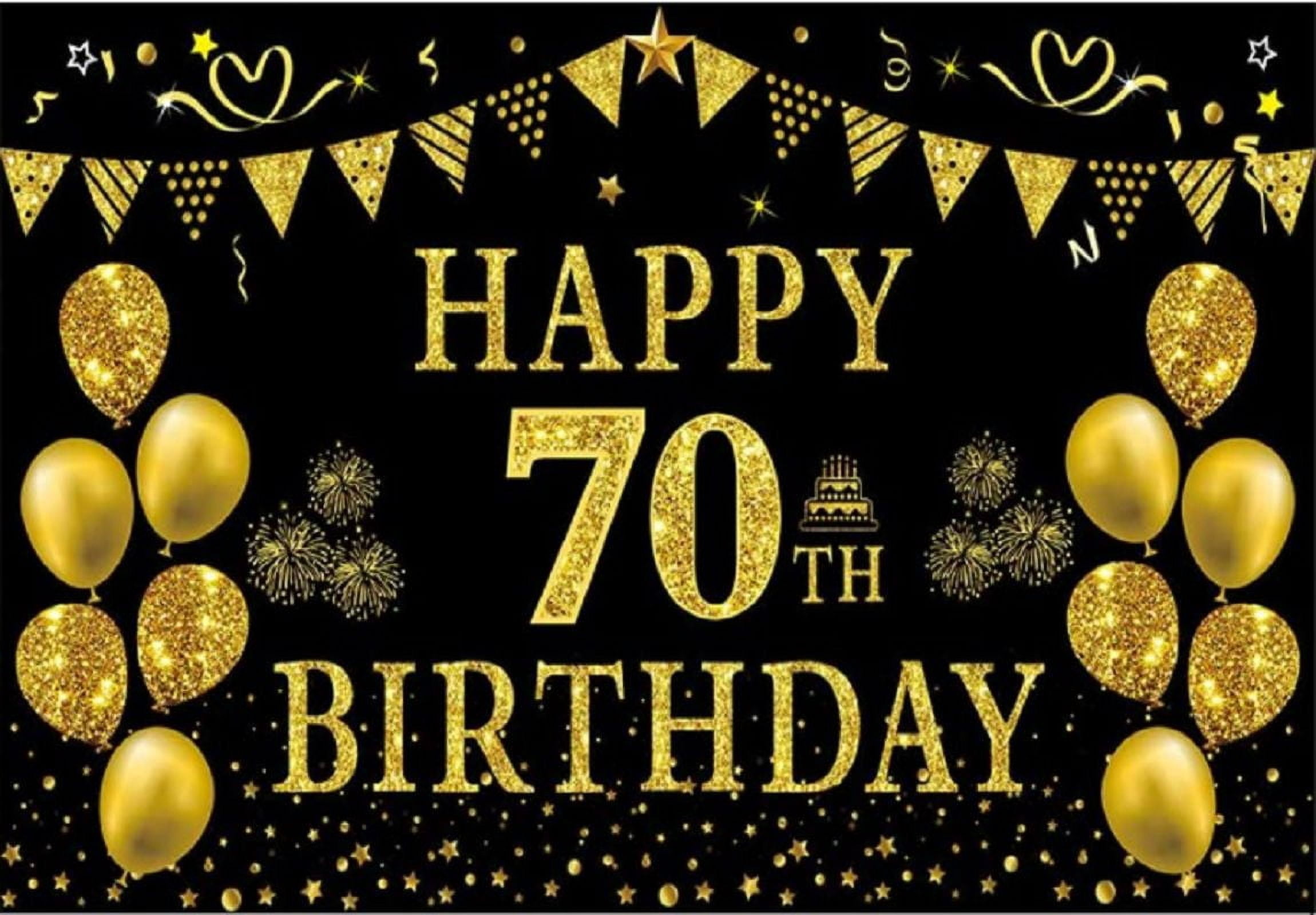 Happy 70th Birthday ration Custom Backdrop Background Golden Photo Blue ...