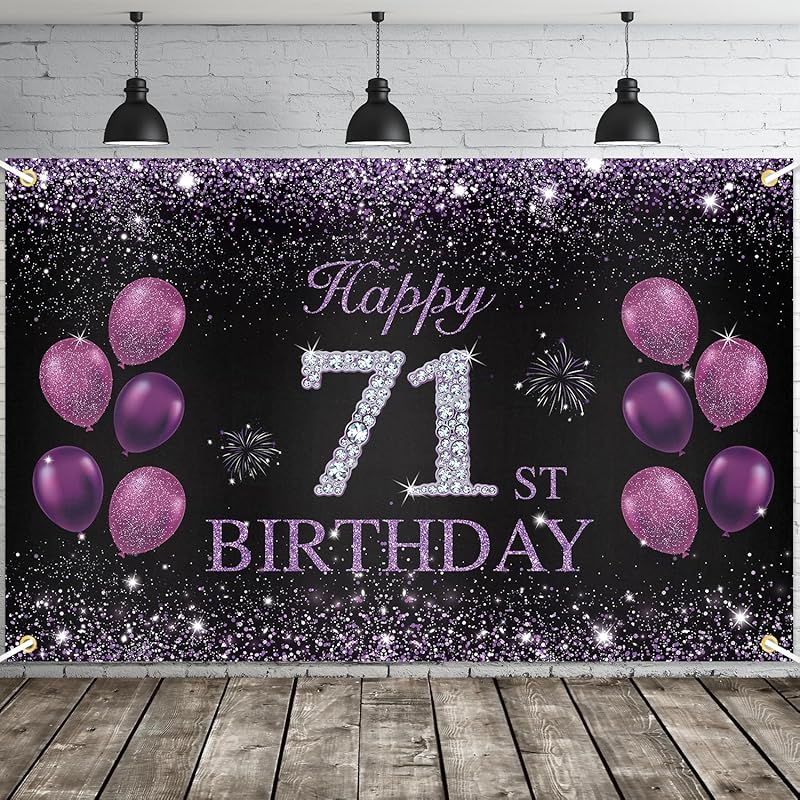 Happy 71th Birthday Banner, Happy Birthday Party Decorations, Birthday ...