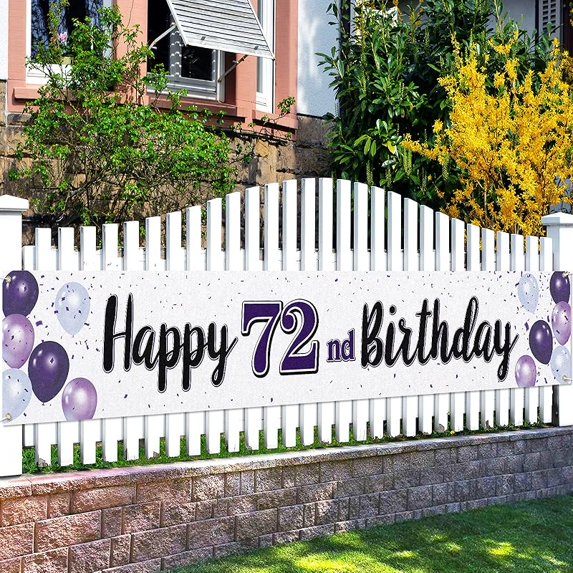 Happy 72nd Birthday Decorations,72nd Purple Balloon Large Birthday ...